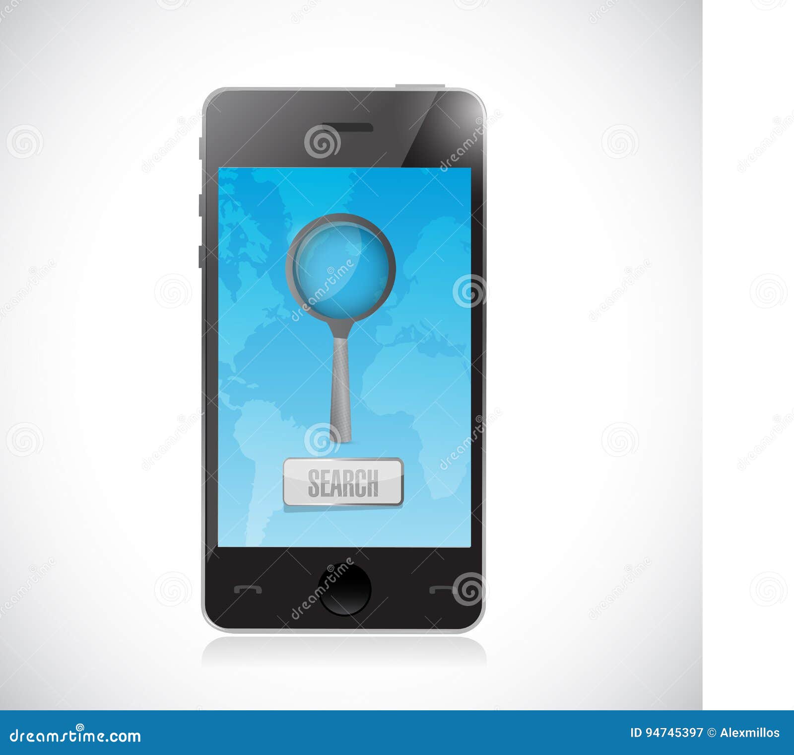 Searching for Information on a Mobile Phone. Stock Illustration ...