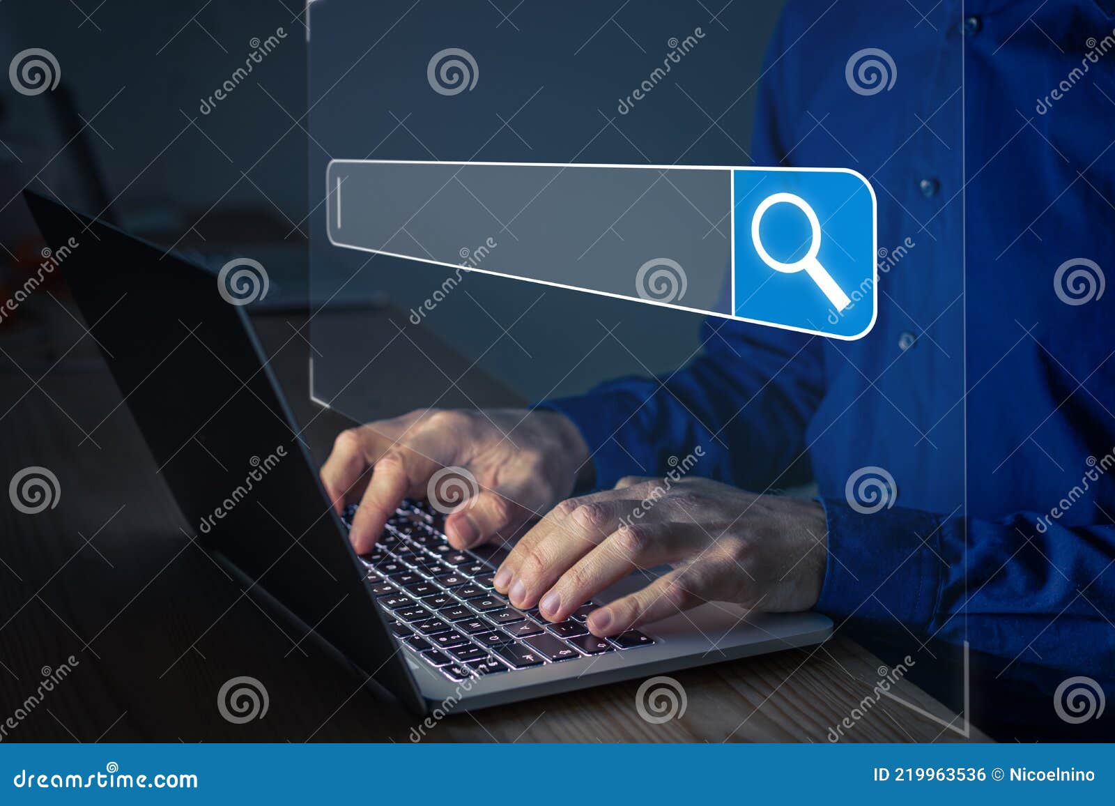 Searching on Internet with Person Using a Browser Software on Laptop ...