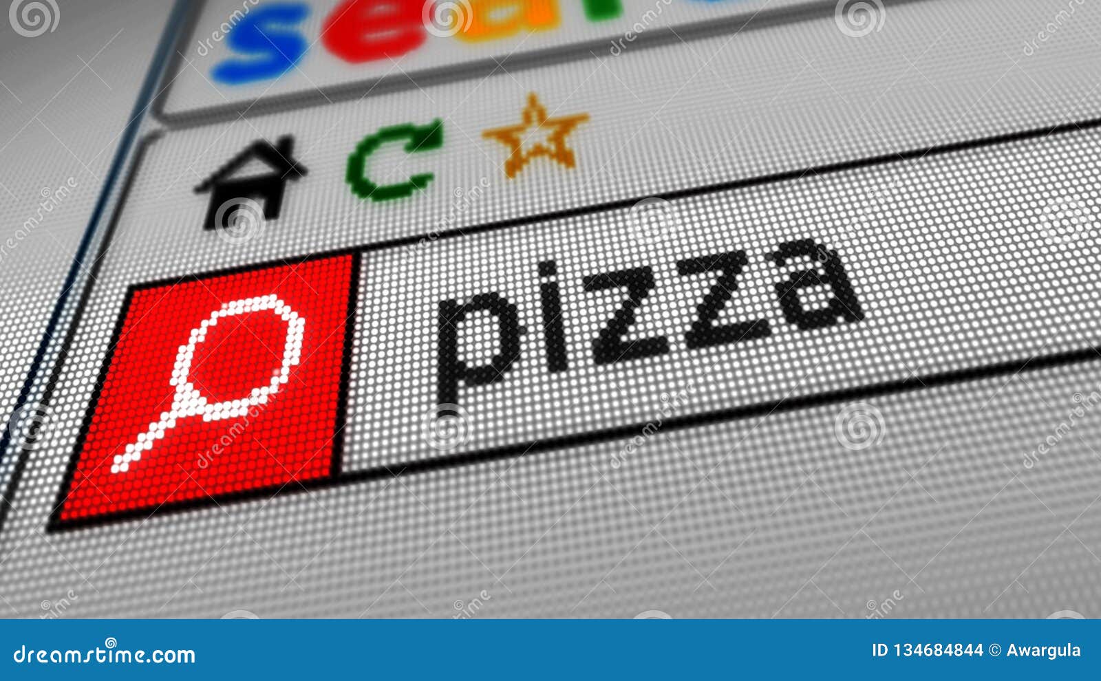 Searching internet pizza stock illustration. Illustration of button ...