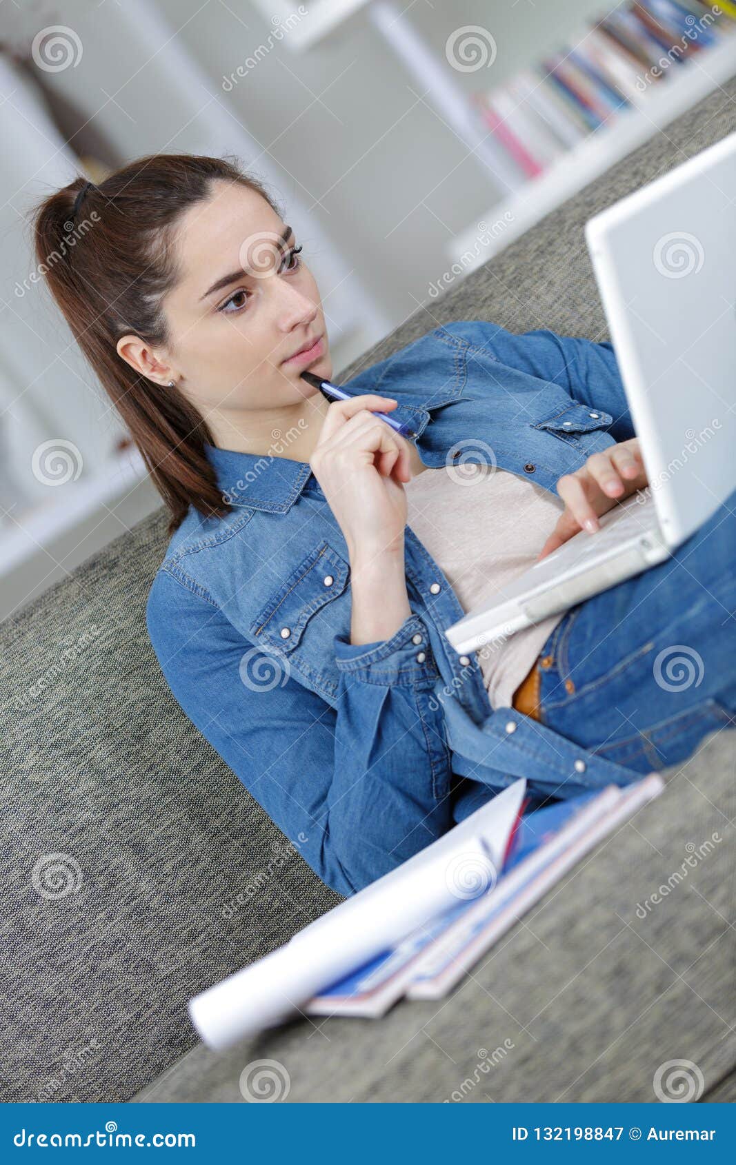 Searching on the internet stock image. Image of woman - 132198847