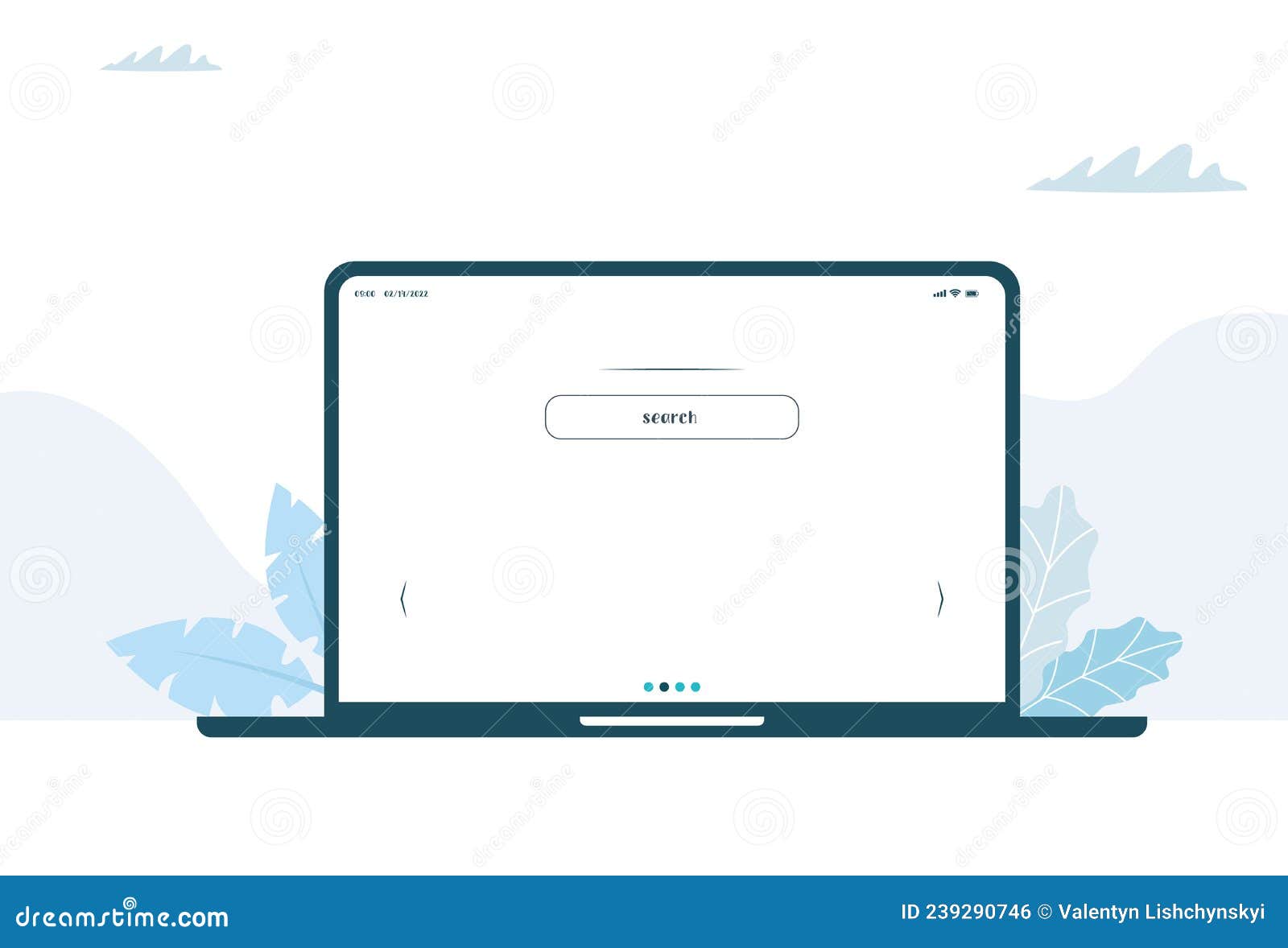 Searching the Internet on Screen Laptop Computer. Vector Illustration ...