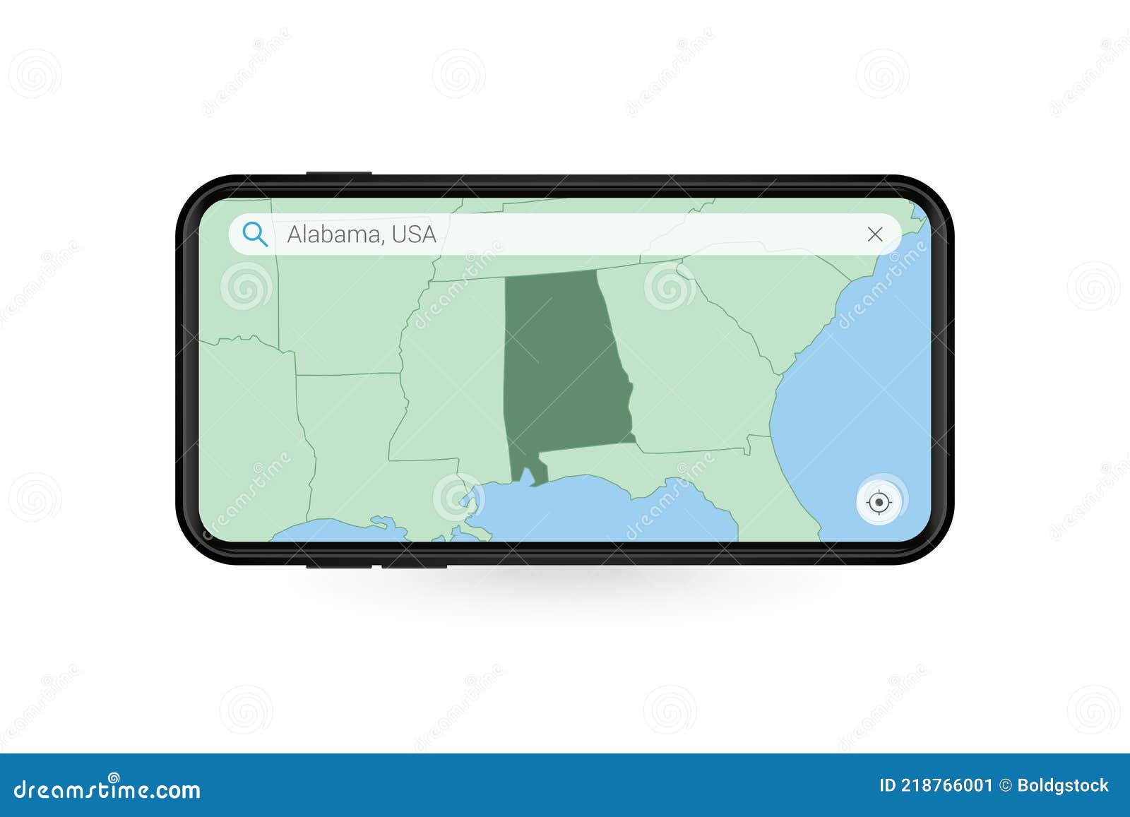 Searching Map of Alabama in Smartphone Map Application. Map of Alabama ...