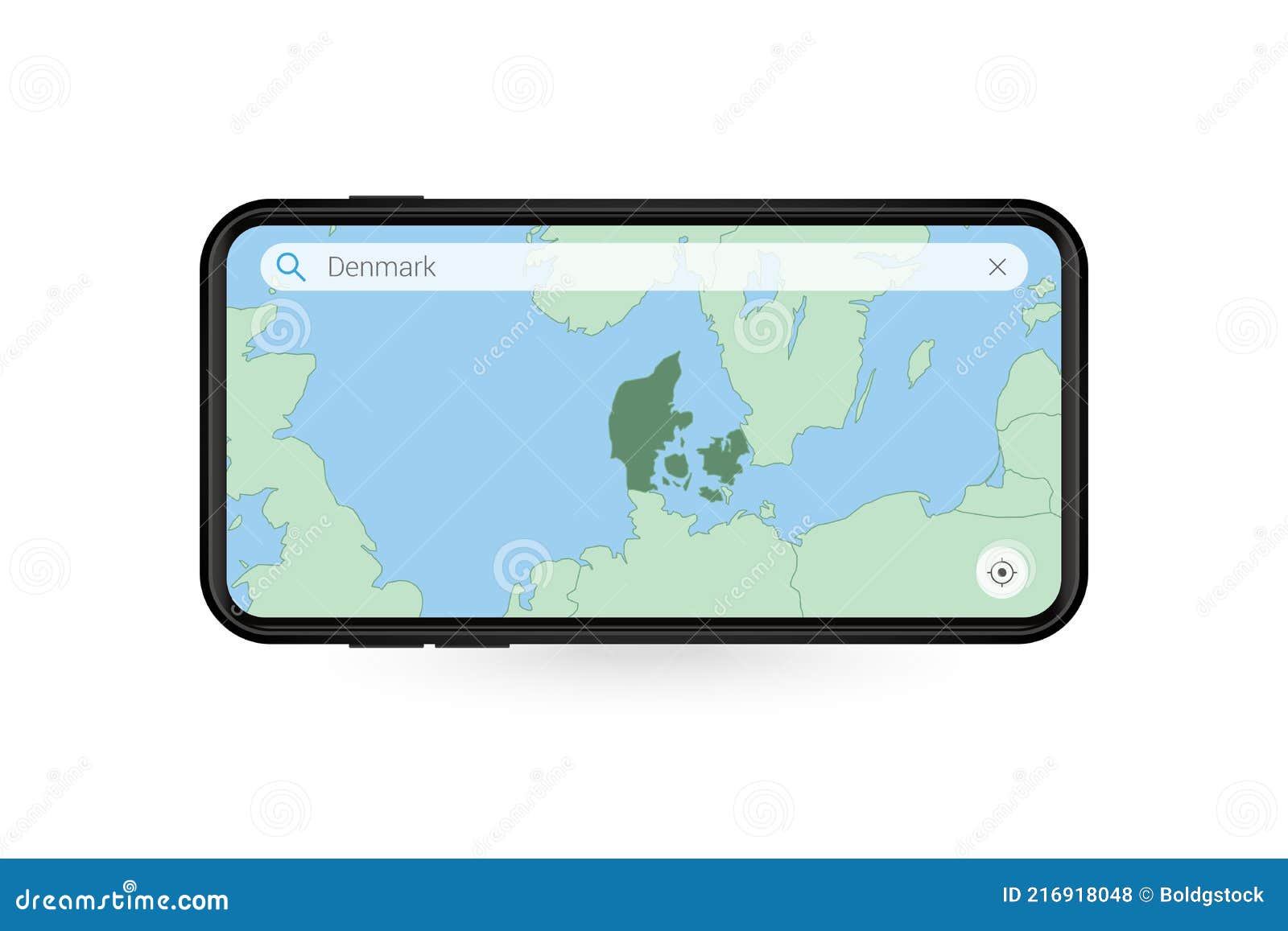 Searching Map of Denmark in Smartphone Map Application. Map of Denmark ...