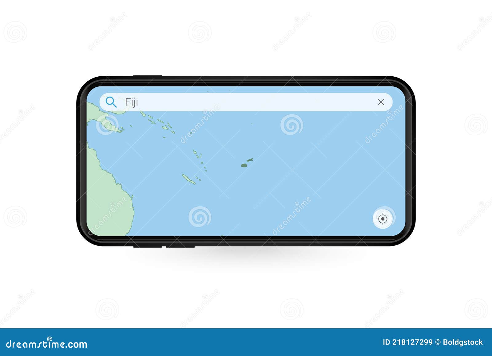 Searching Map of Fiji in Smartphone Map Application. Map of Fiji in ...