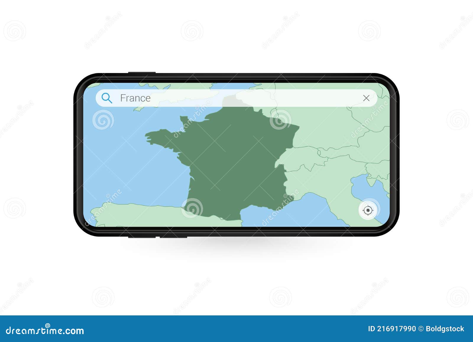 Searching Map of France in Smartphone Map Application. Map of France in ...