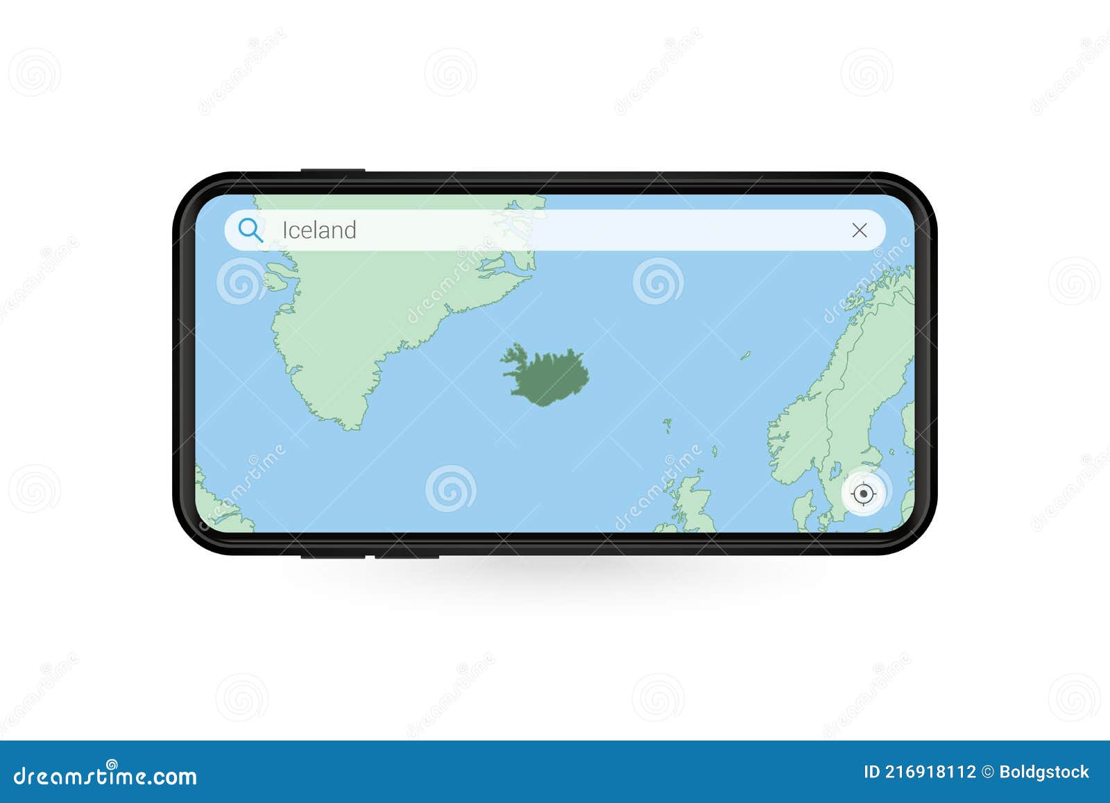Searching Map of Iceland in Smartphone Map Application. Map of Iceland ...