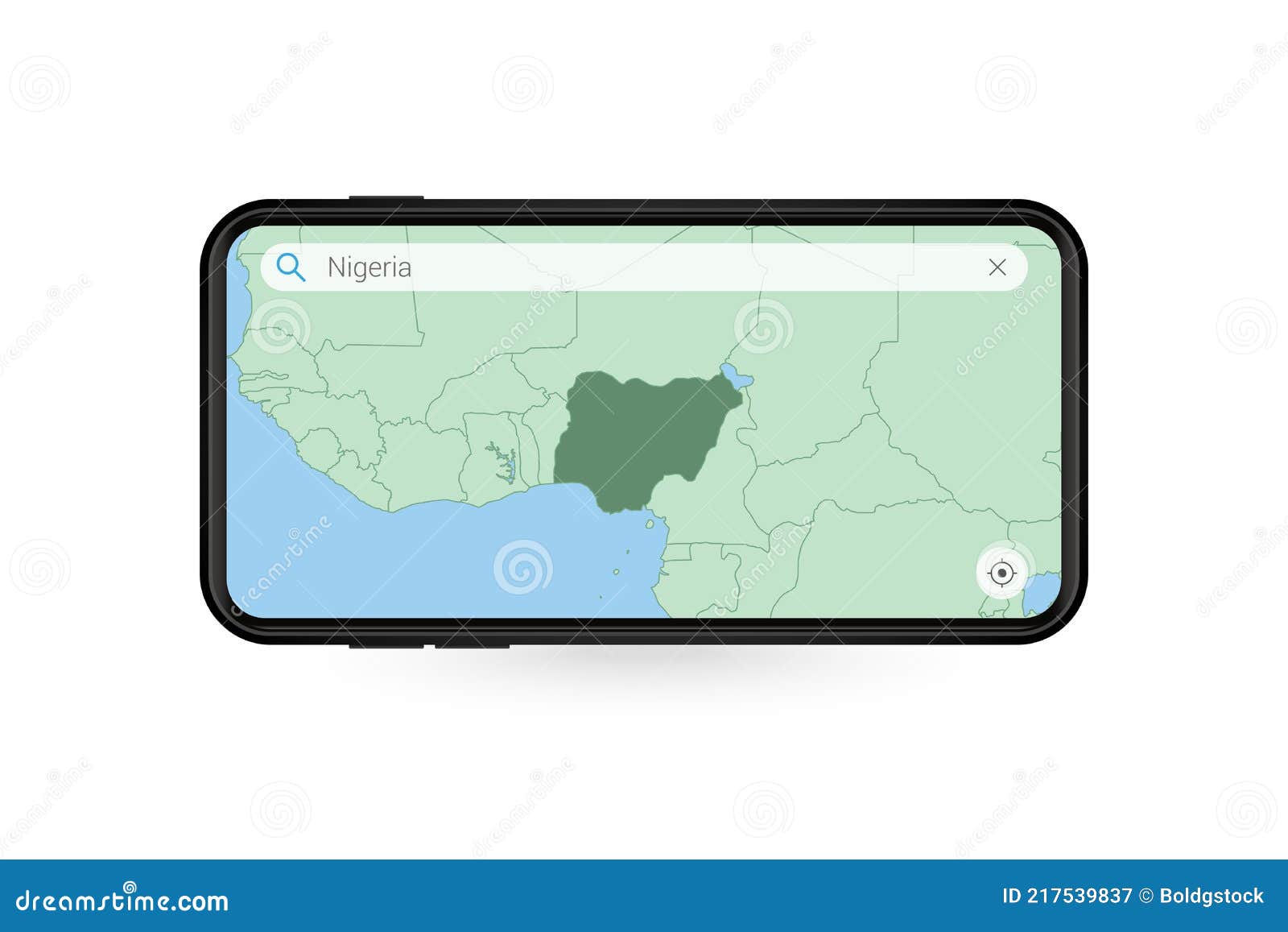 Searching Map of Nigeria in Smartphone Map Application. Map of Nigeria ...