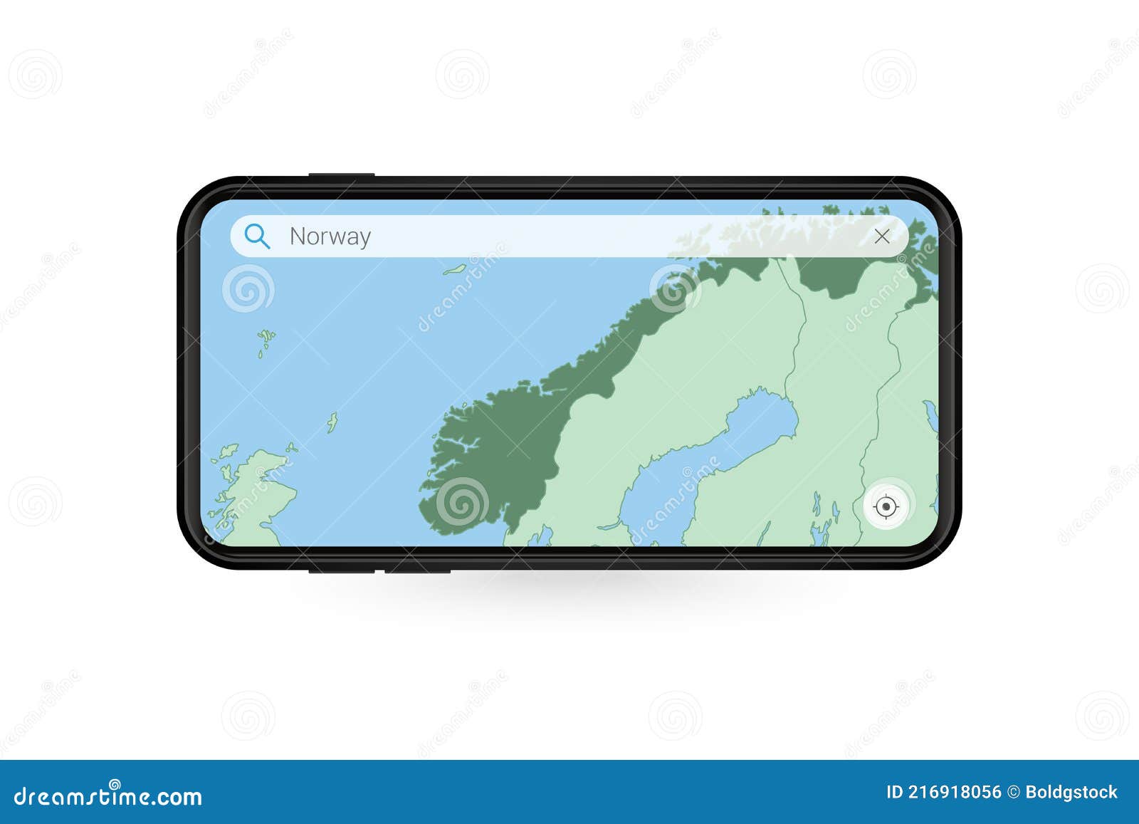 Searching Map of Norway in Smartphone Map Application. Map of Norway in ...