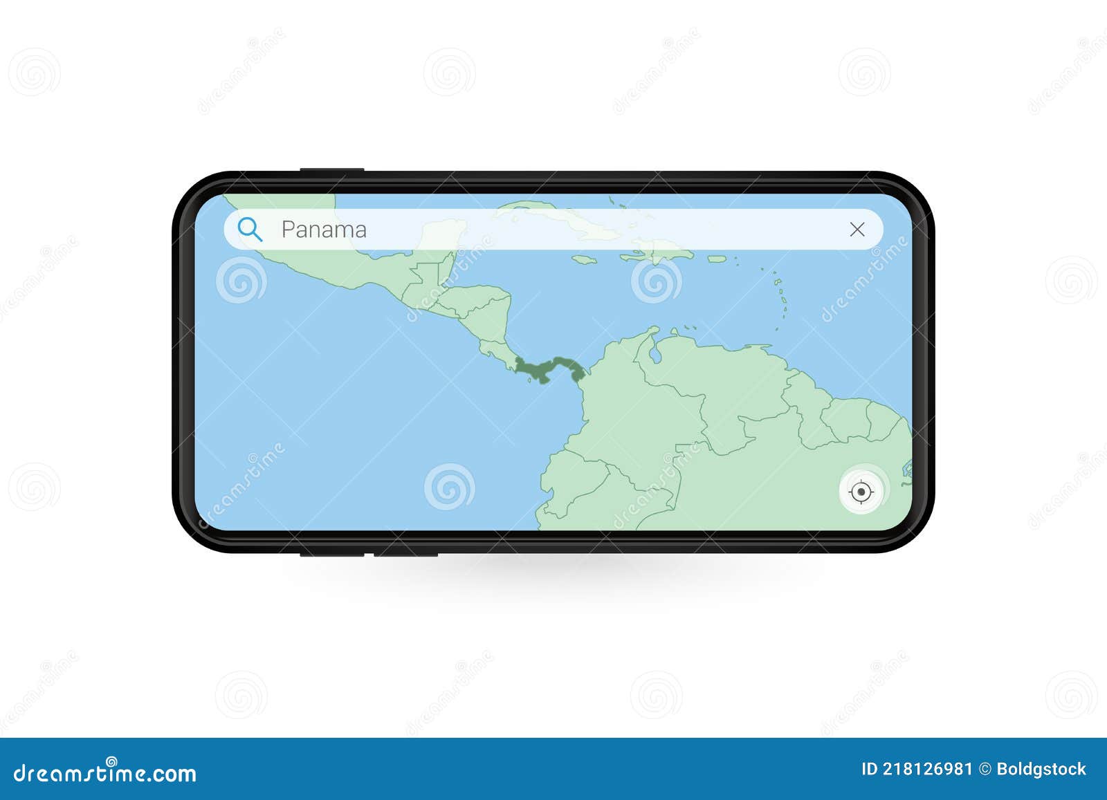 Searching Map of Panama in Smartphone Map Application. Map of Panama in ...