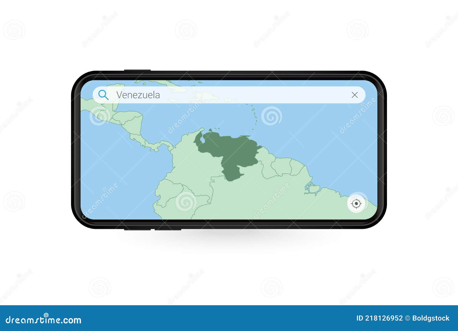 Searching Map of Venezuela in Smartphone Map Application. Map of ...