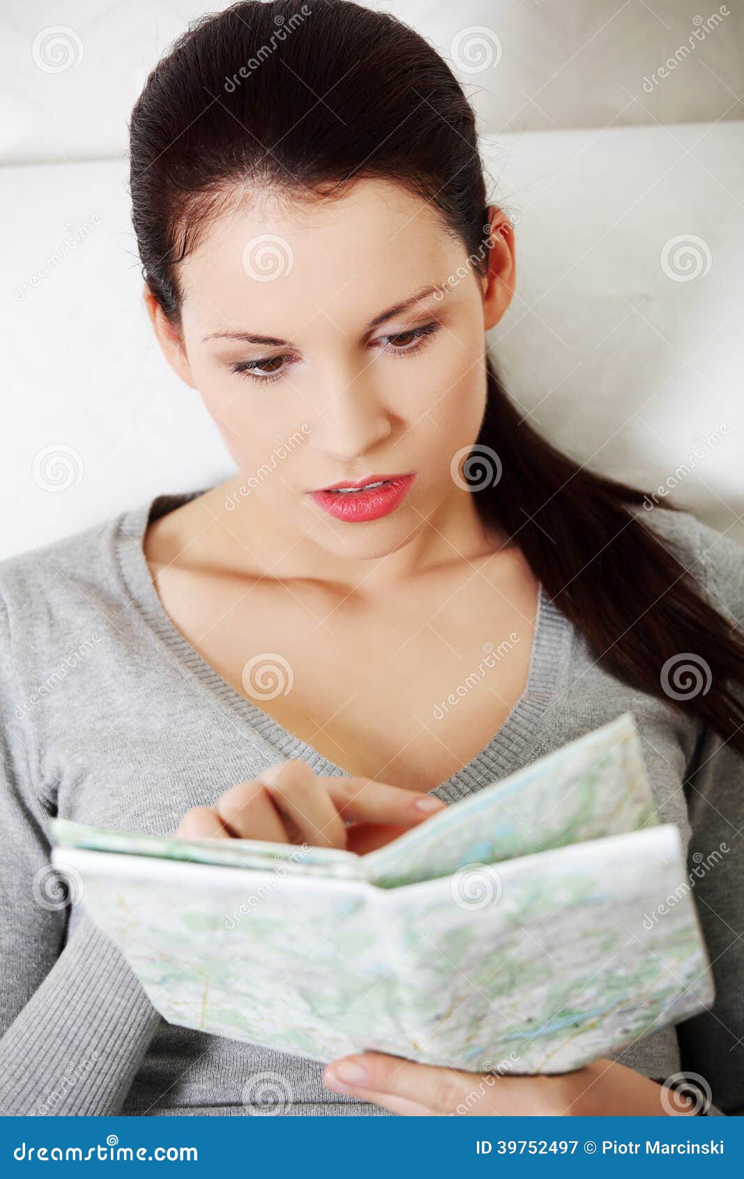 Searching in map. stock image. Image of miniature, indoors - 39752497