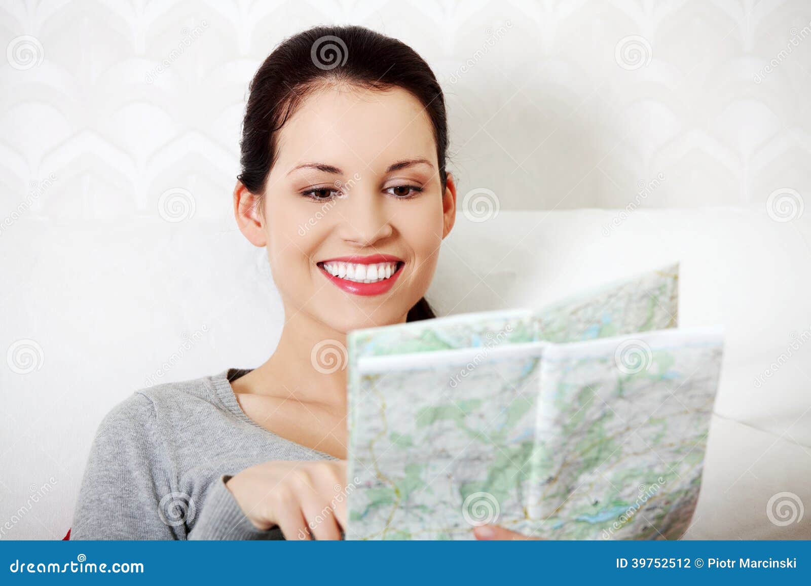 Searching in map. stock photo. Image of home, brown, holding - 39752512