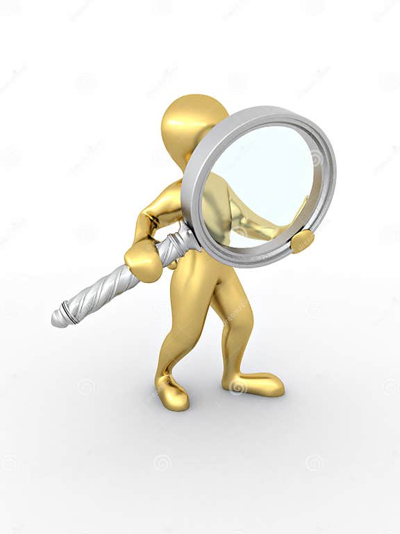Searching. Men with loupe. stock illustration. Illustration of ...