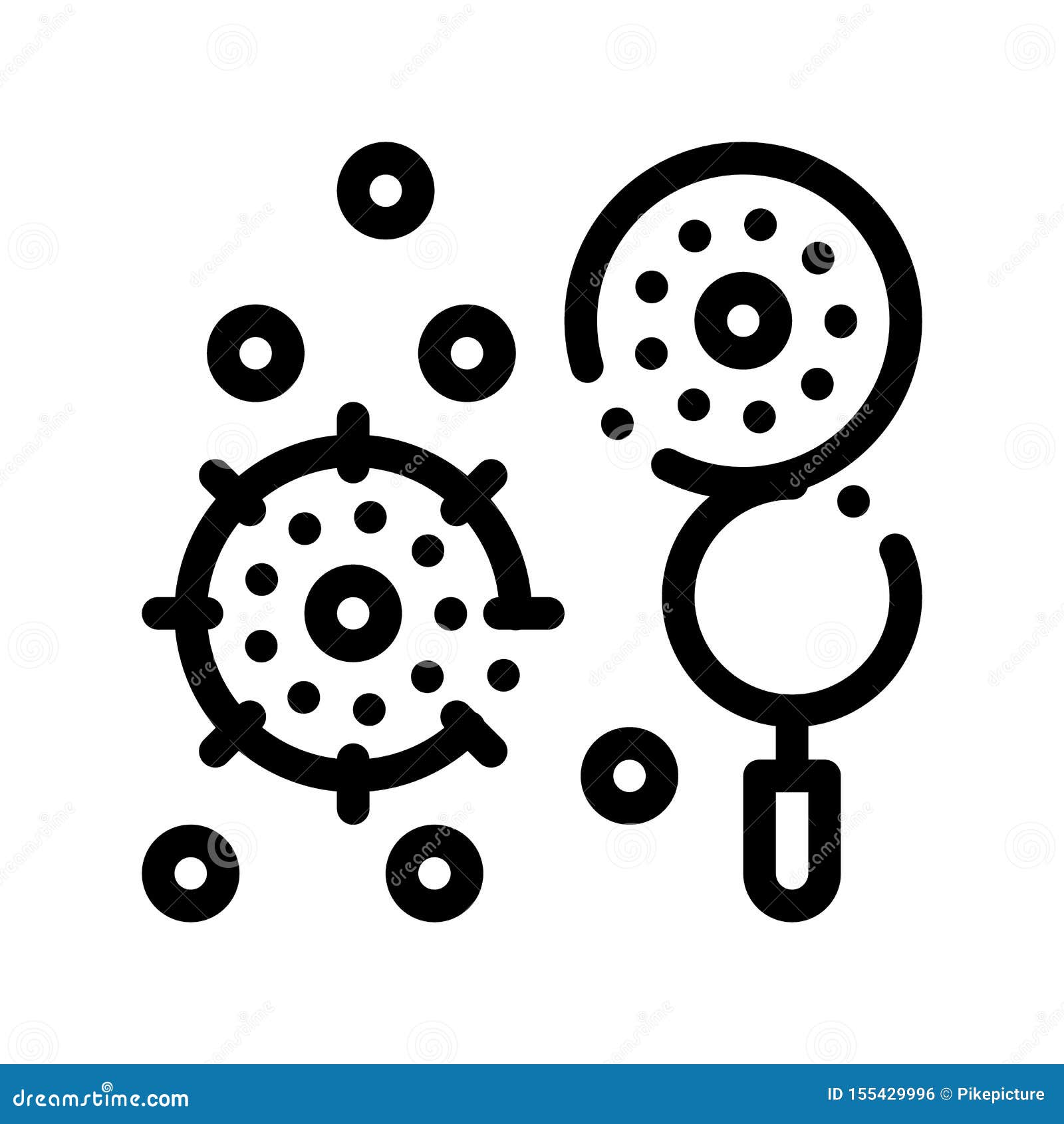 Searching Pathogen Element Vector Thin Line Icon Stock Vector ...