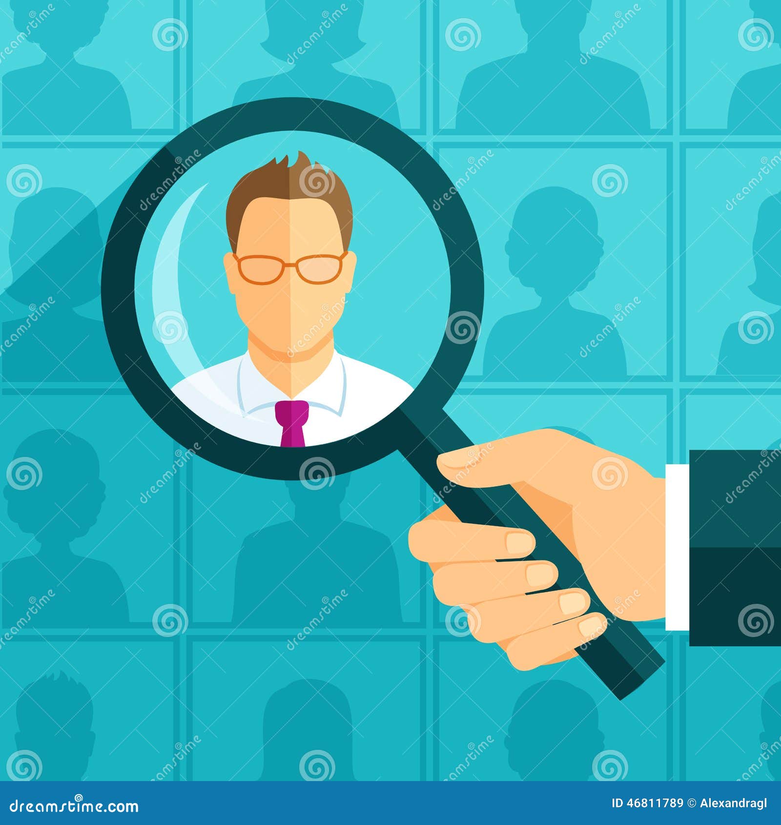 Searching person stock vector. Illustration of magnifying - 46811789