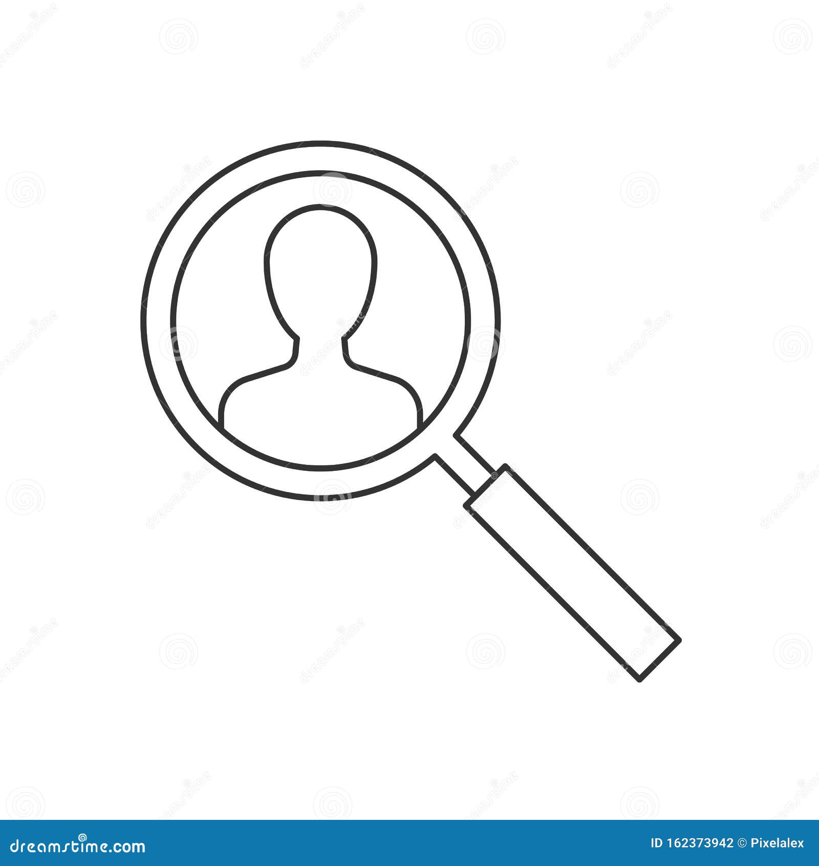 Searching Person Linear Icon on White Background Stock Vector ...