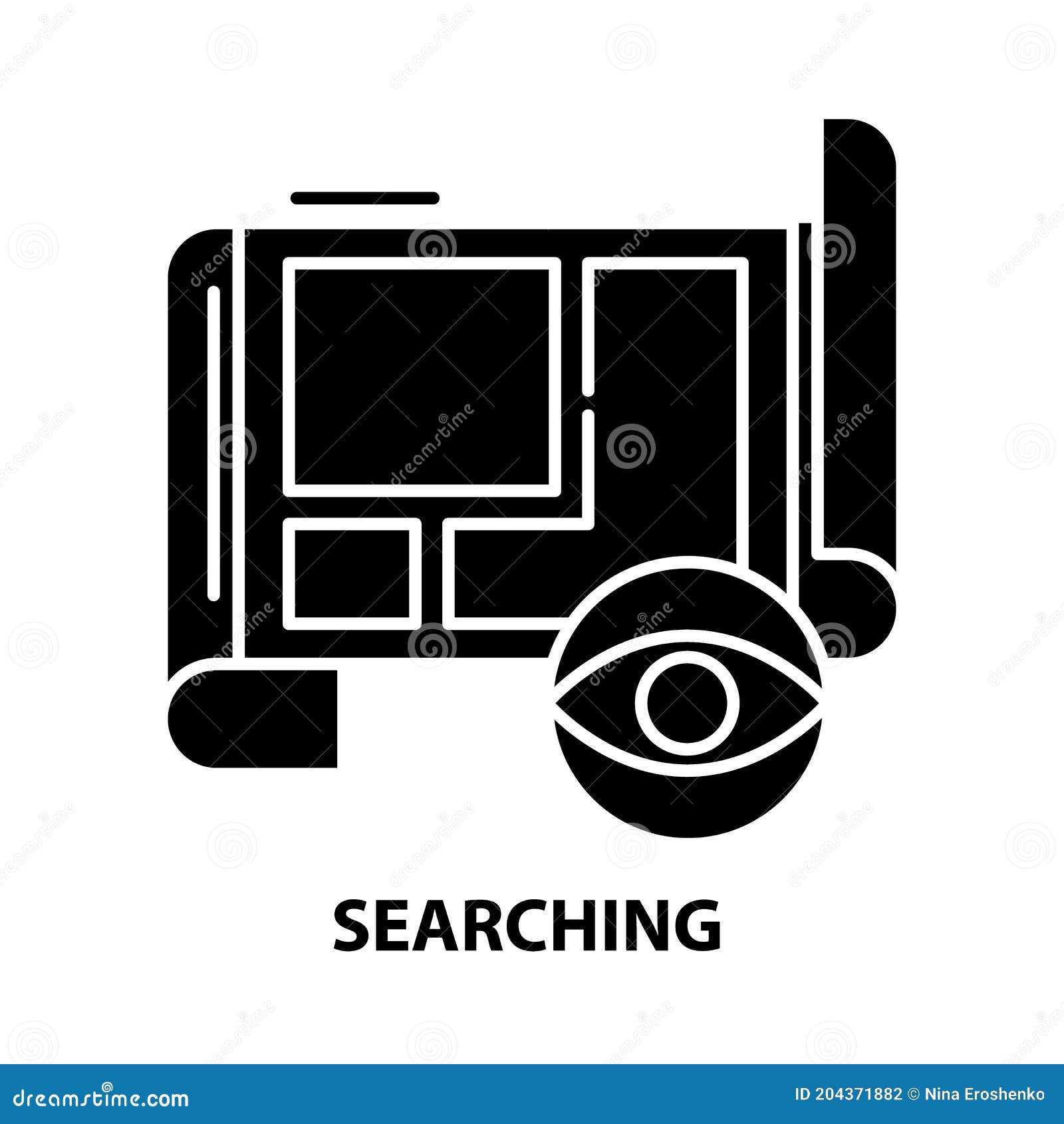Searching Symbol Icon, Black Vector Sign with Editable Strokes, Concept ...