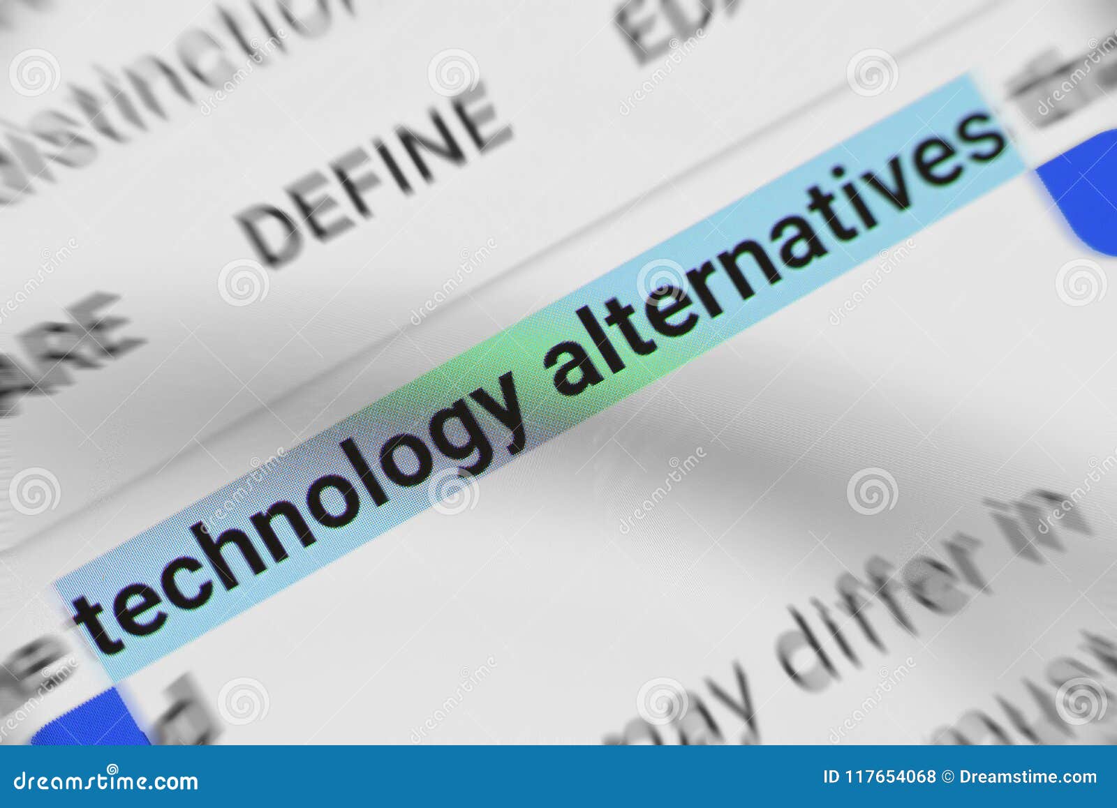 Word `Technology Alternatives` Selected and Highlighted Digitally on ...