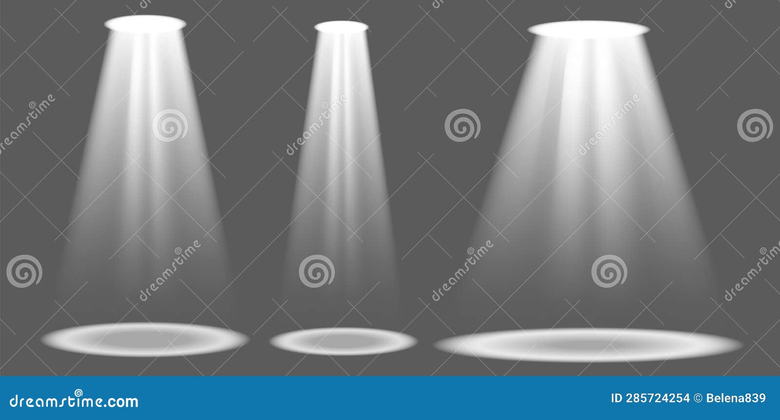 Searchlight Illuminates the Blank Backdrop. Template with Floodlight ...