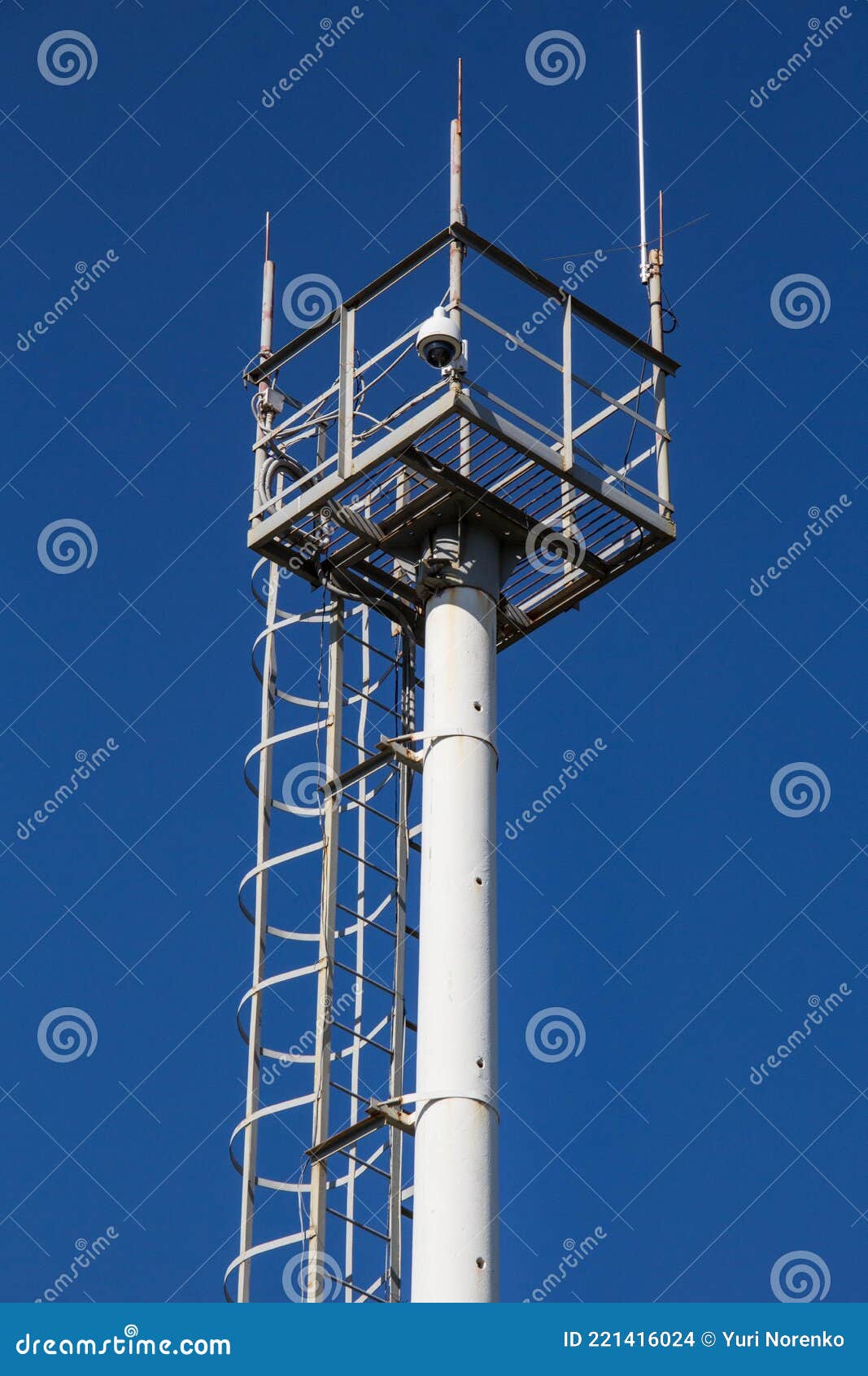 A Searchlight Tower with a Panoramic Camera. Stock Photo - Image of ...
