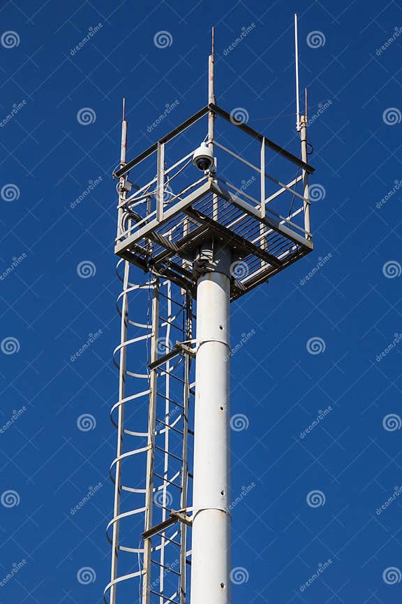 A Searchlight Tower with a Panoramic Camera. Stock Photo - Image of ...