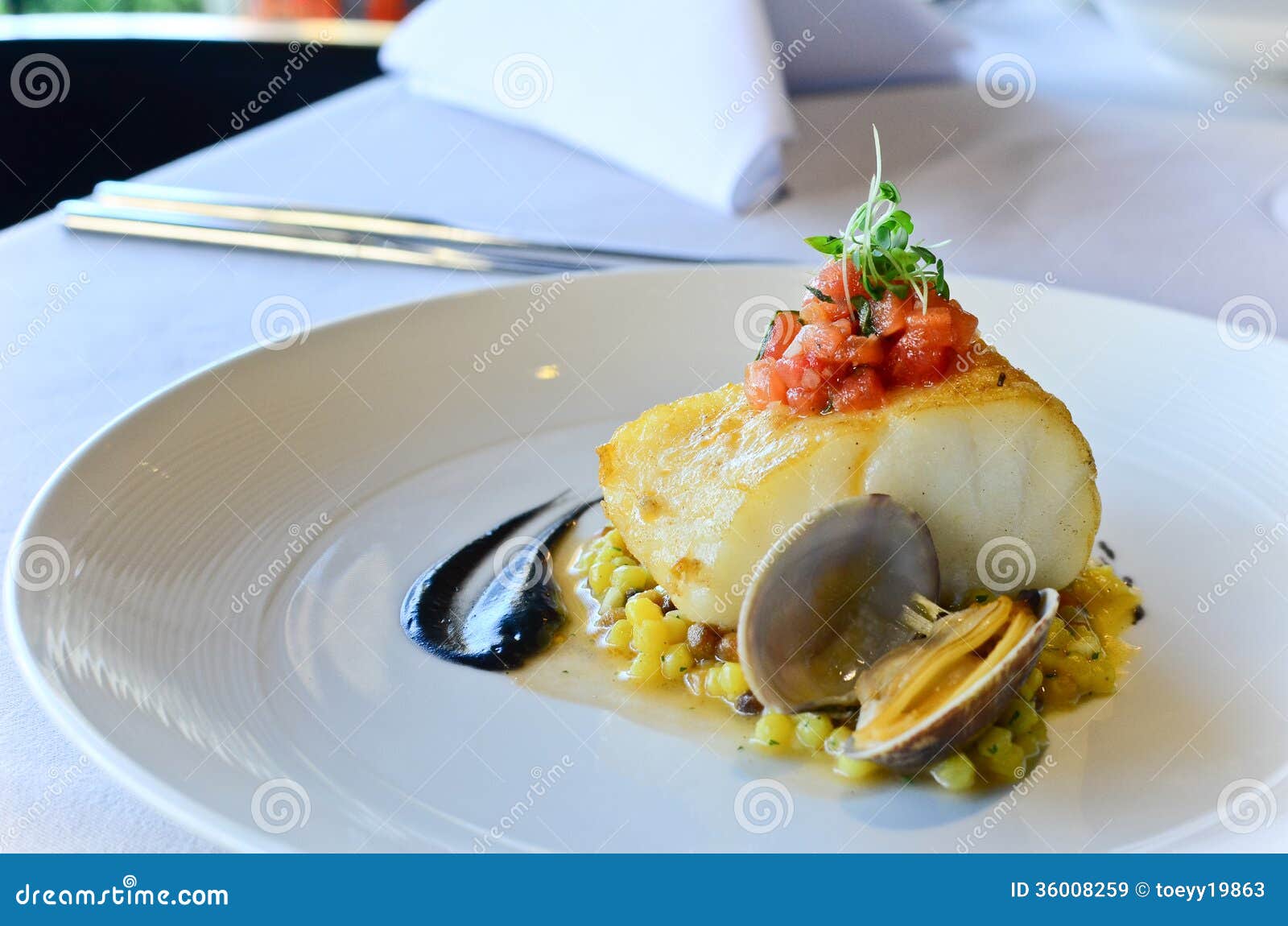 Seared Atlantic Cod stock image. Image of fish, baked - 36008259