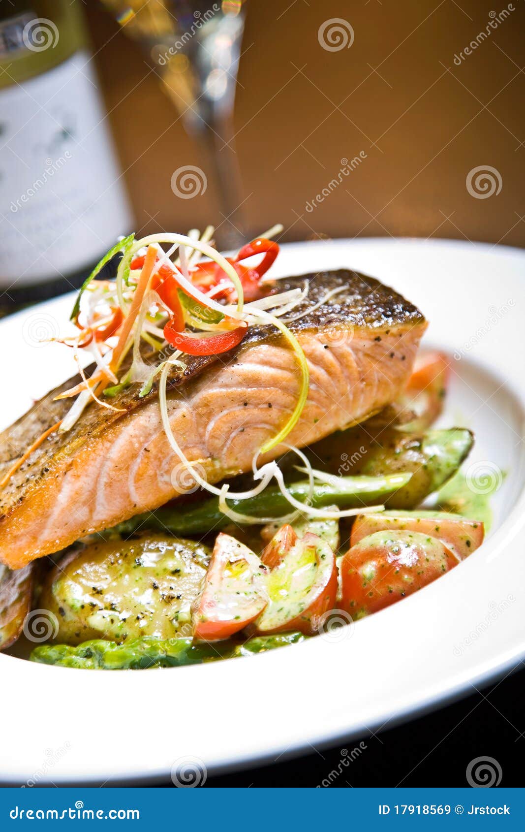 Seared Samon stock image. Image of fillet, gormet, green - 17918569