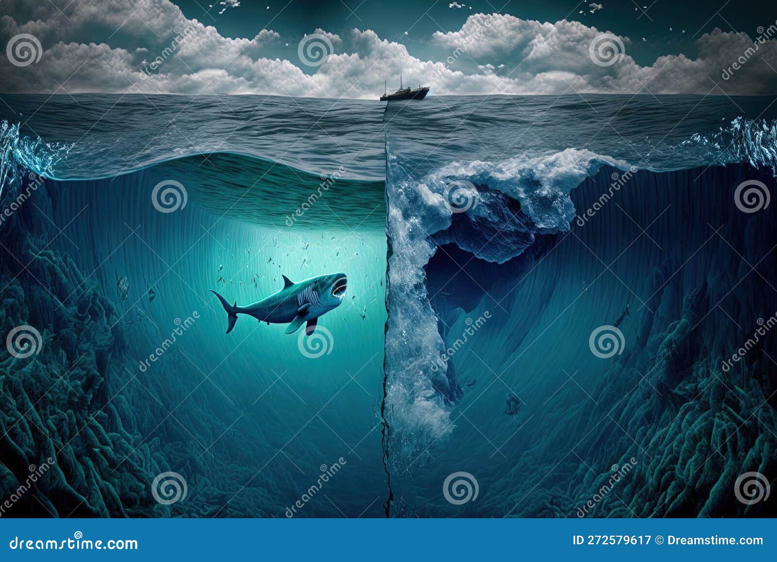 The Seas are Separating Now Stock Illustration - Illustration of wall ...