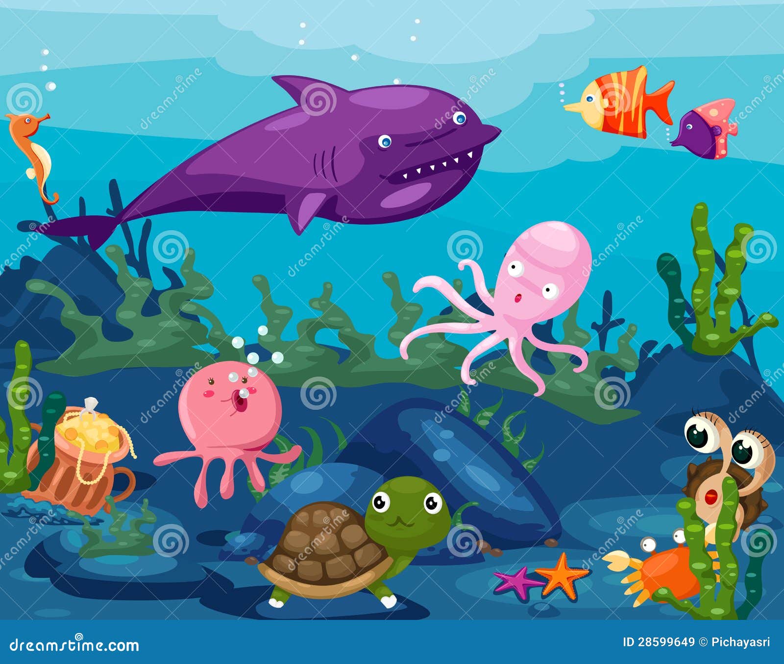 Sea Life. Underwater World Cartoon Vector | CartoonDealer.com #54713441