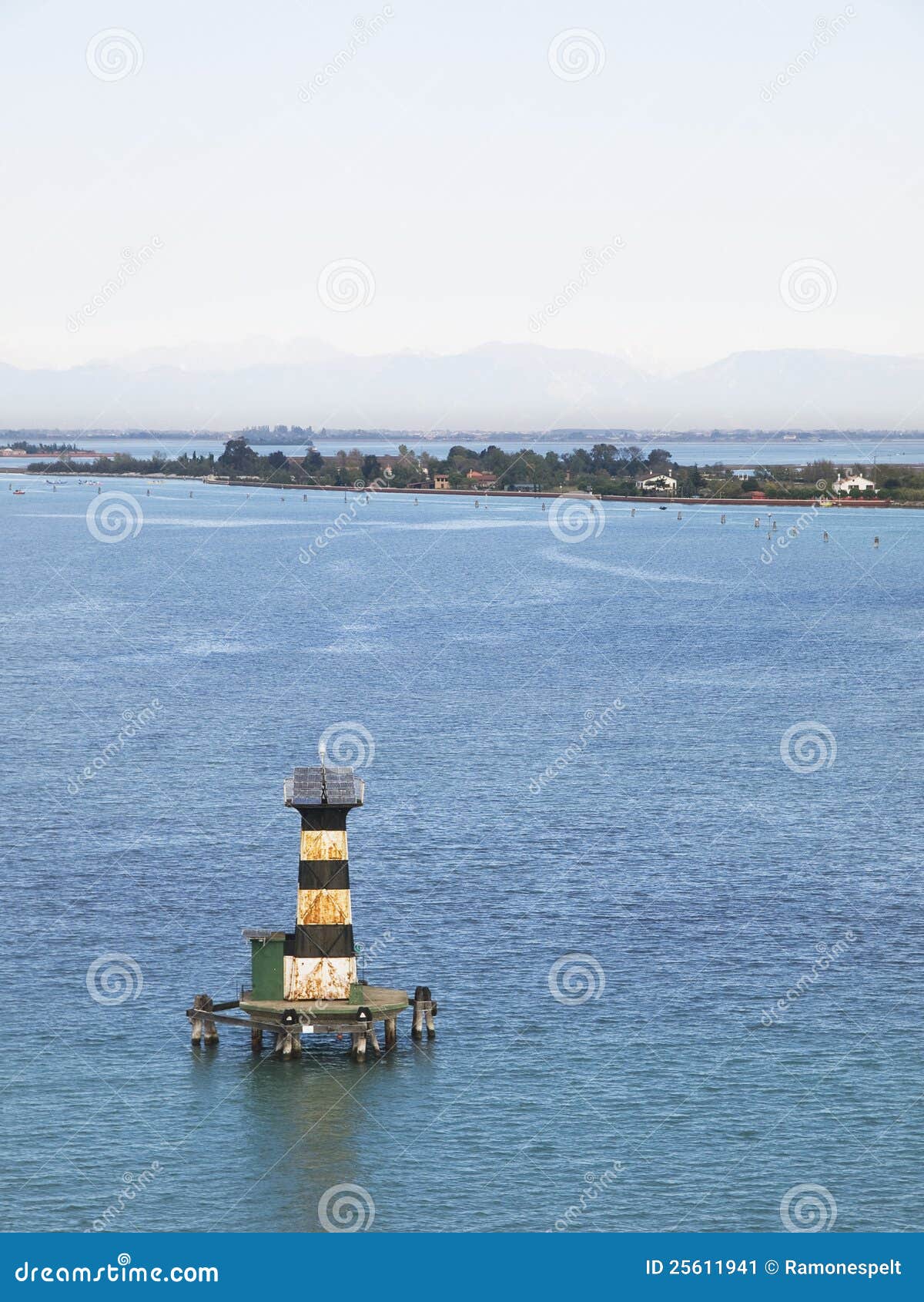 Seascape with a Beacon at Sea Stock Image - Image of light, beacon ...