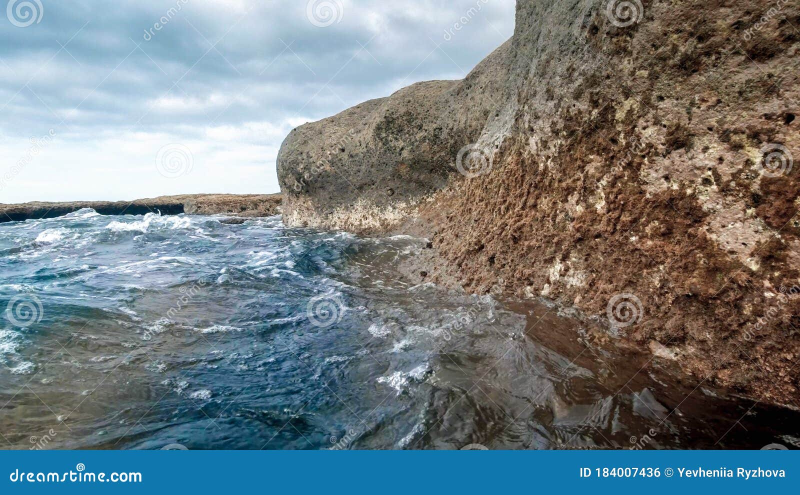 Seascape of Big Rocks and Cliffs in the Ocean Waves Stock Photo - Image ...