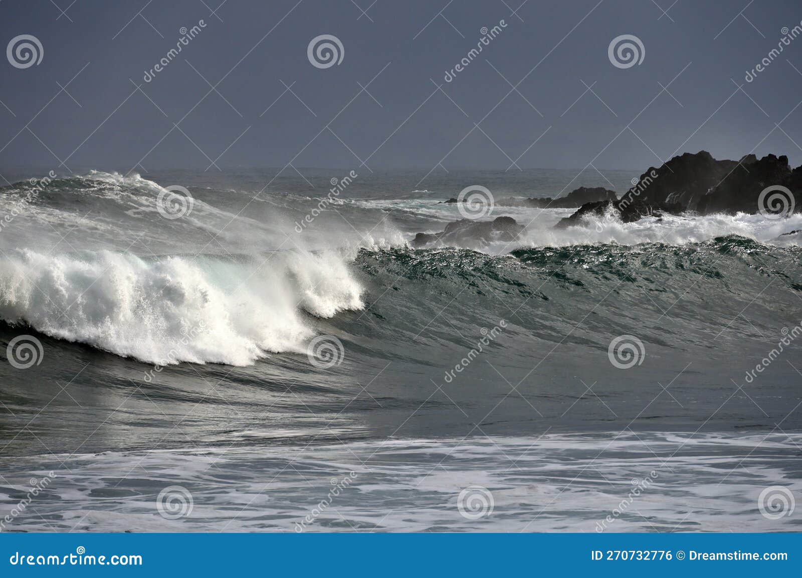 Seascape Blue Ocean, White Wave Stock Photo - Image of marine, island ...