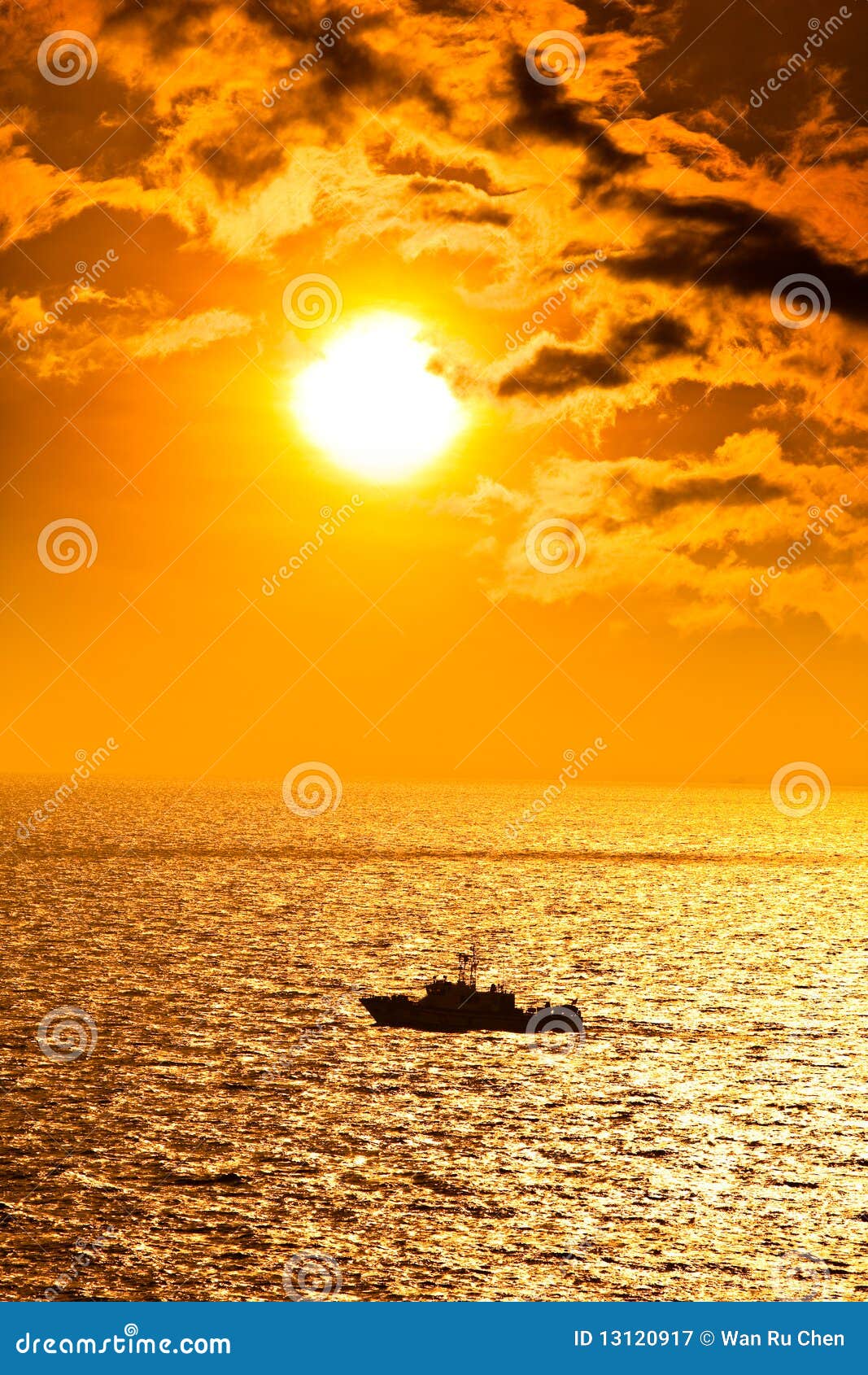 Seascape with Boat at Sunset Stock Image - Image of holiday, landscape ...