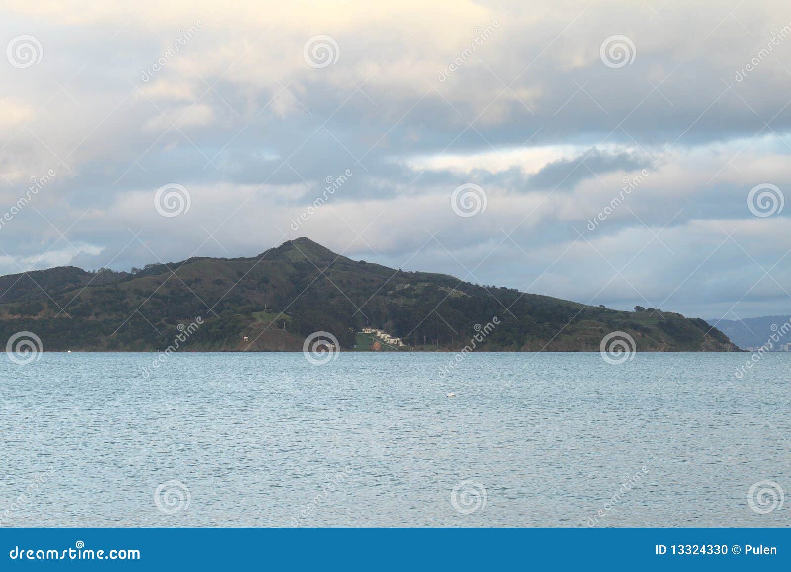 Seascape with Island on Horizon in the Evening Stock Photo - Image of ...