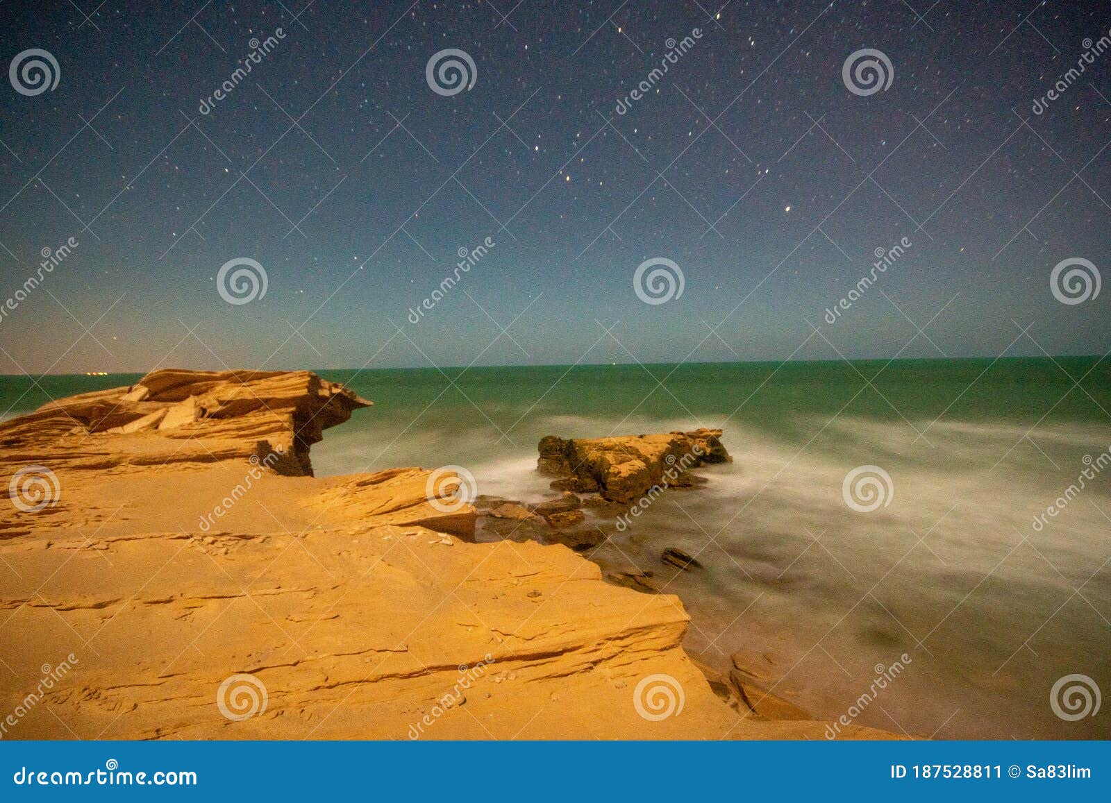Beach Landscape Seascape at Night with Sky Full of Stars Stock Image ...