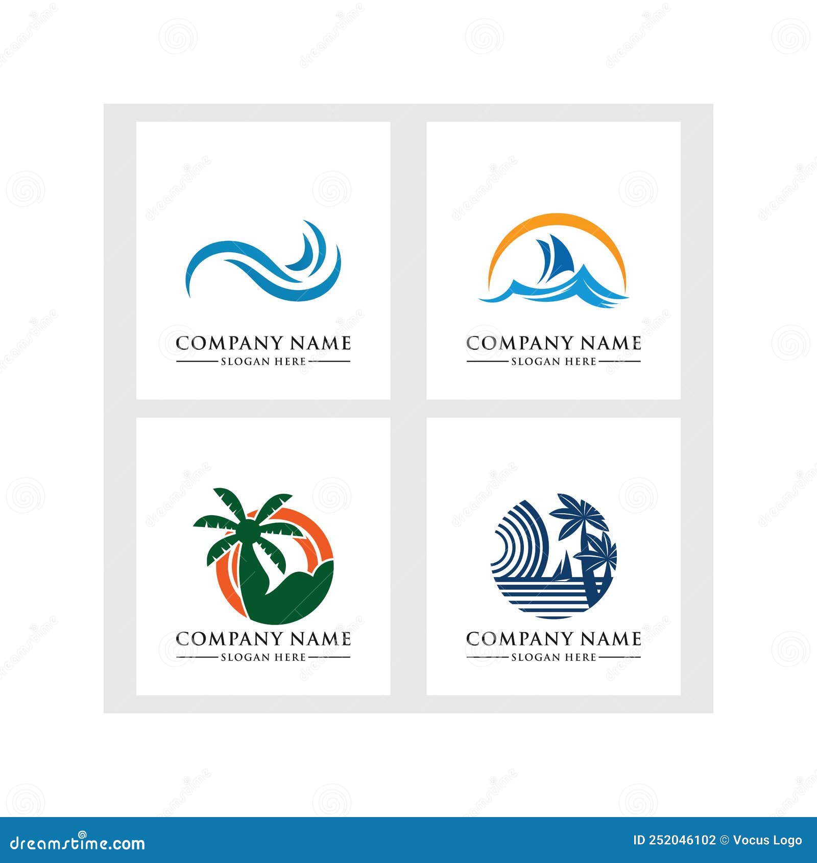 Seascape Logo Vector Template Stock Vector - Illustration of natural ...