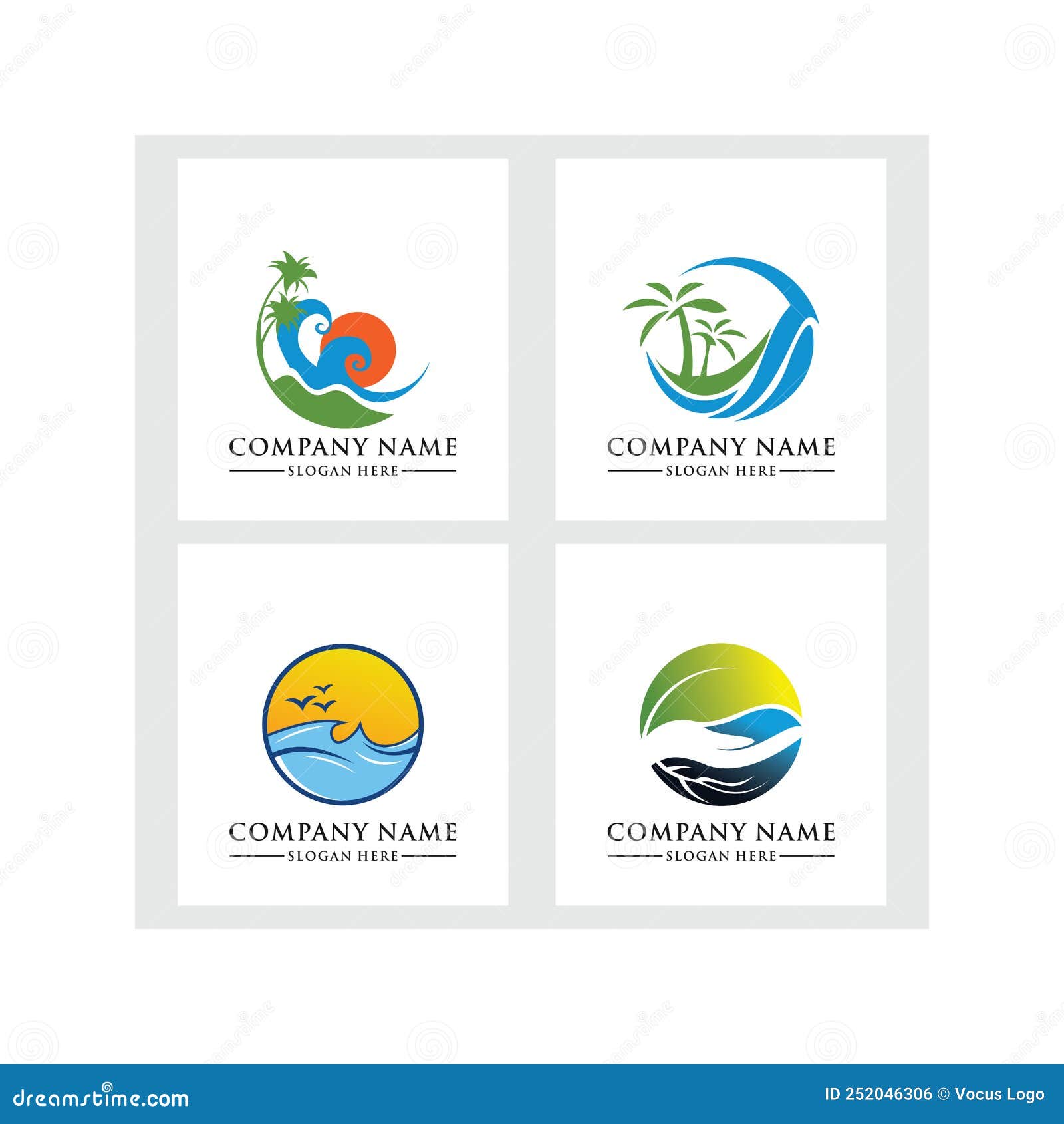 Seascape Logo Vector Template Stock Vector - Illustration of nature ...