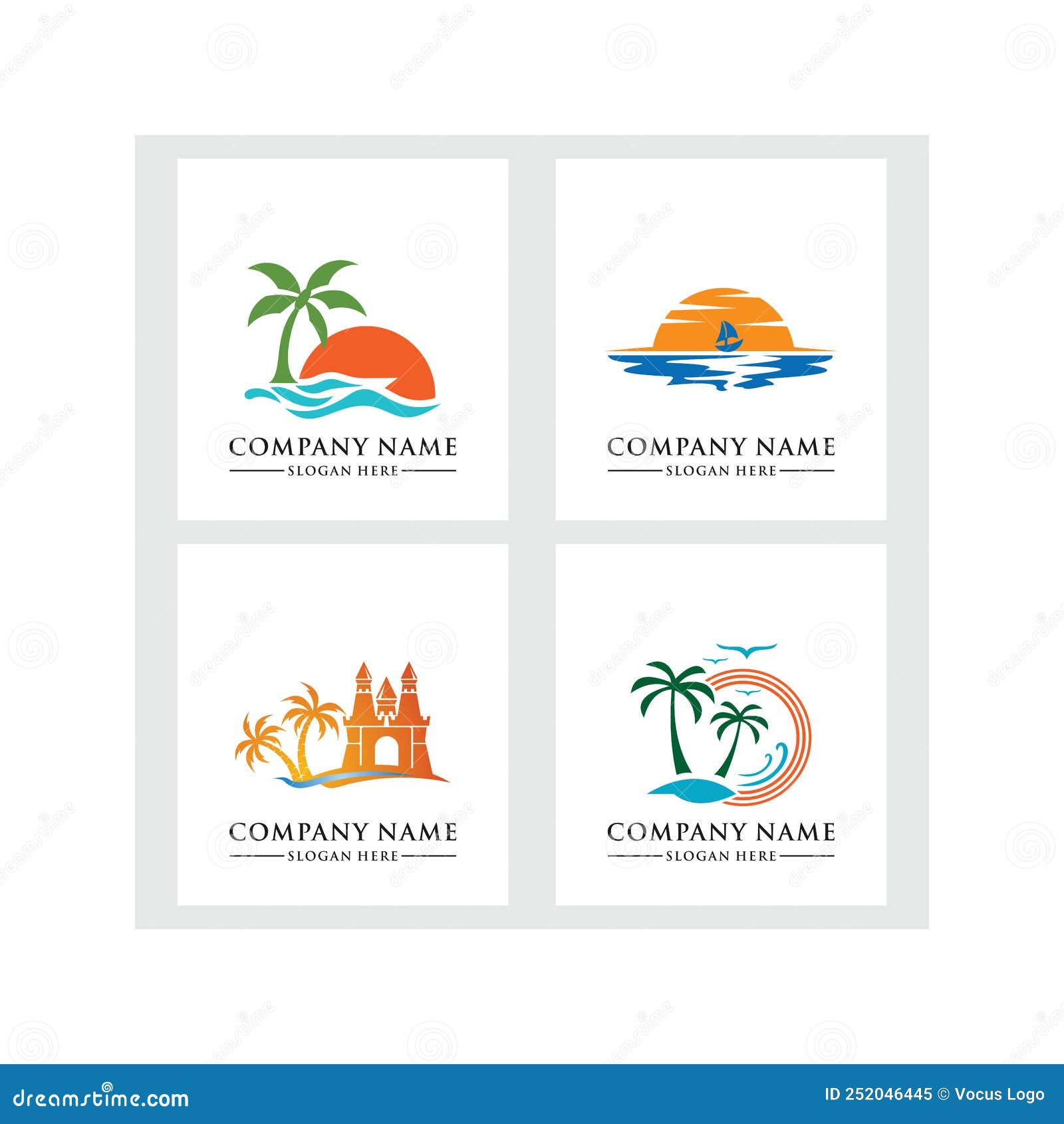 Seascape Logo Vector Template Stock Vector - Illustration of natural ...