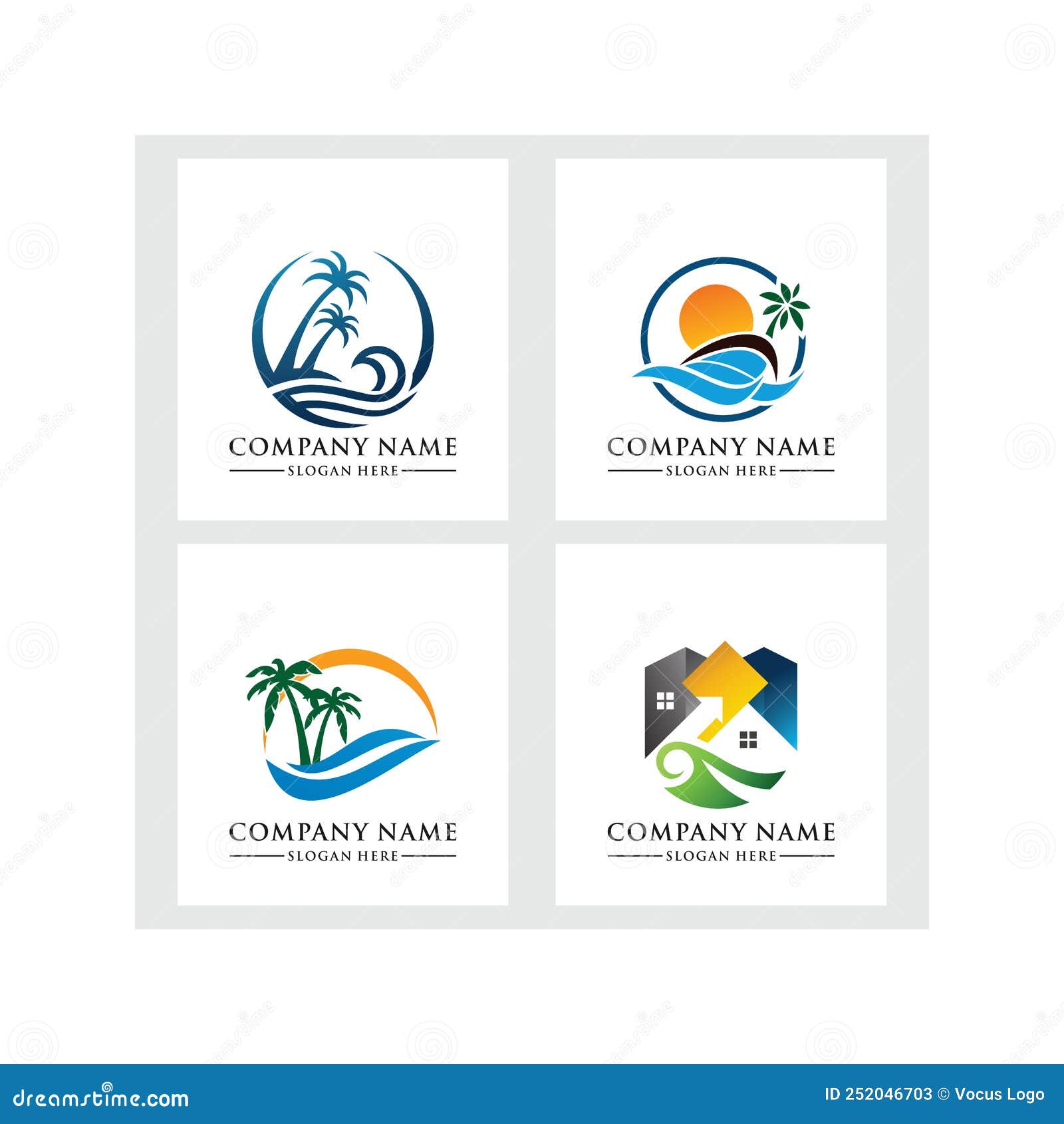 Seascape Logo Vector Template Stock Vector - Illustration of beach ...