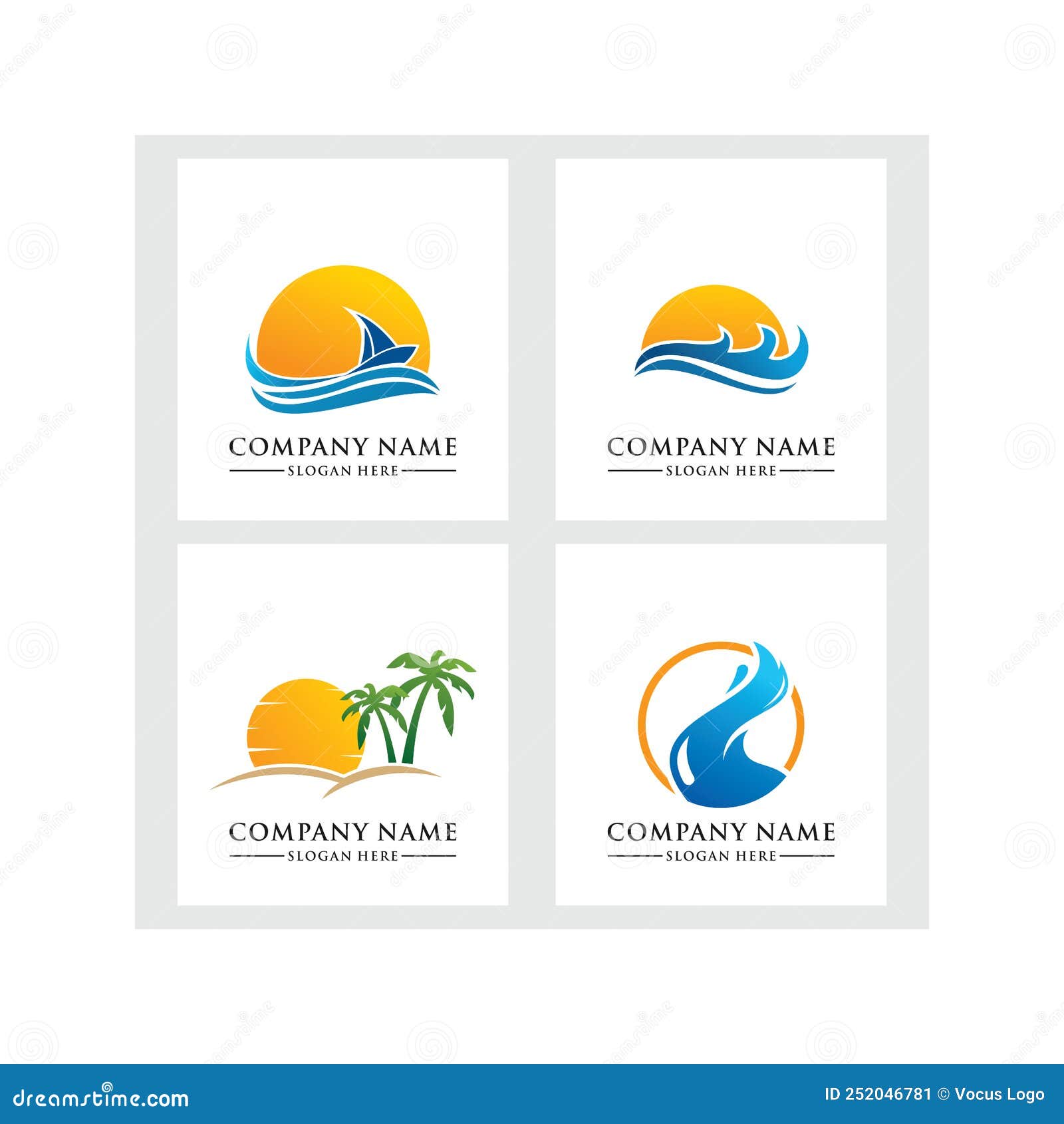 Seascape Logo Vector Template Stock Vector - Illustration of vector ...