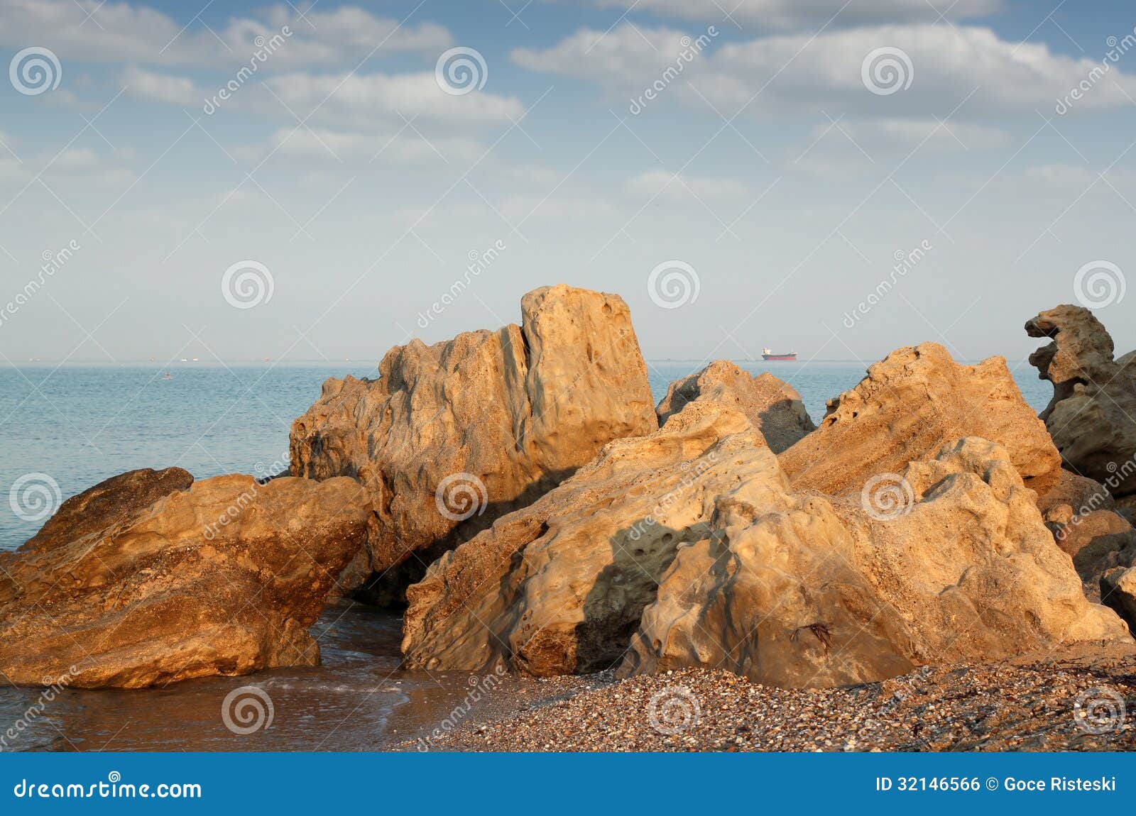 Seascape with rocks stock photo. Image of vessel, shore - 32146566