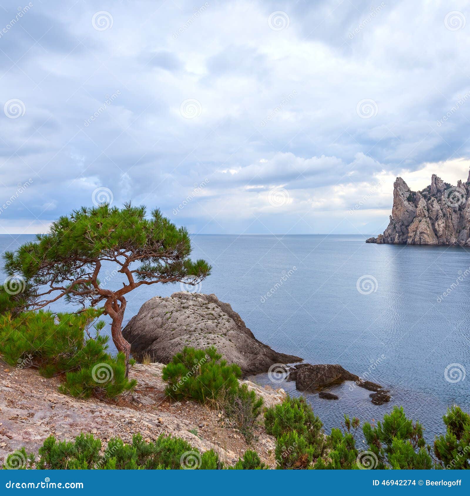 Seascape with rocks stock photo. Image of footpath, blue - 46942274
