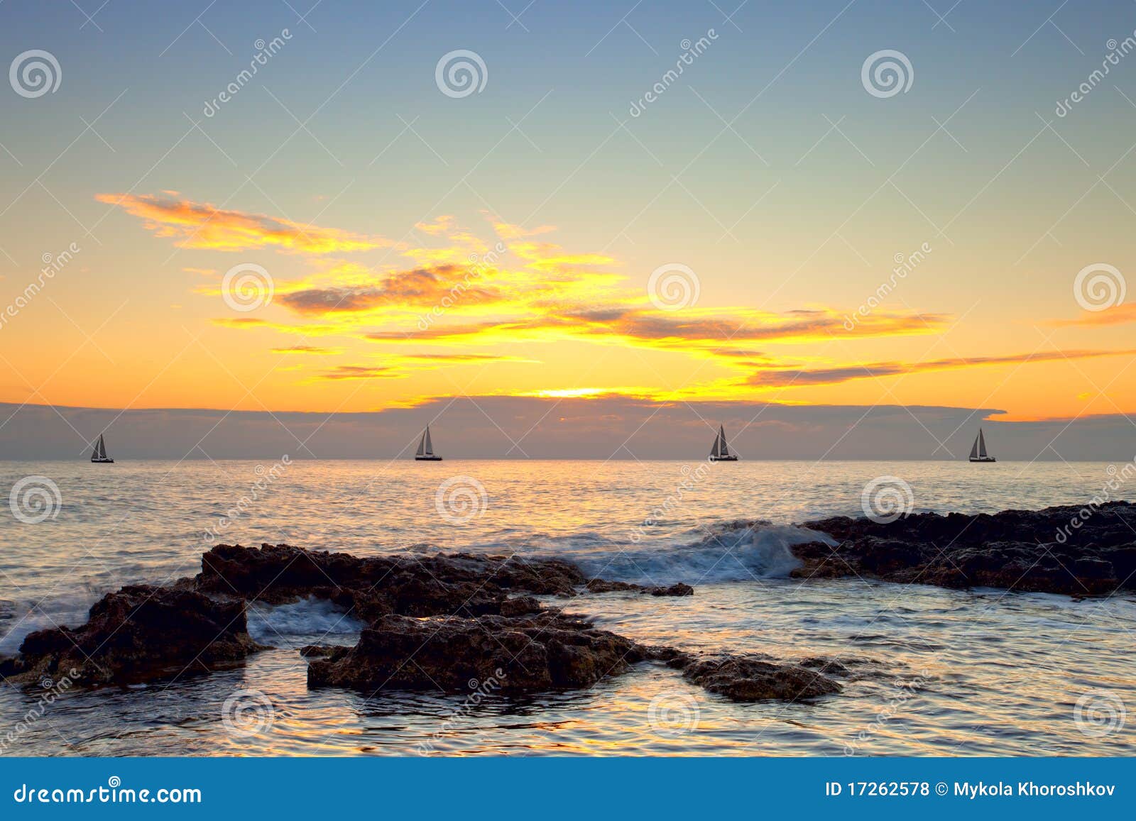 Seascape with Sailing Boats Stock Photo - Image of sailing, wallpaper ...