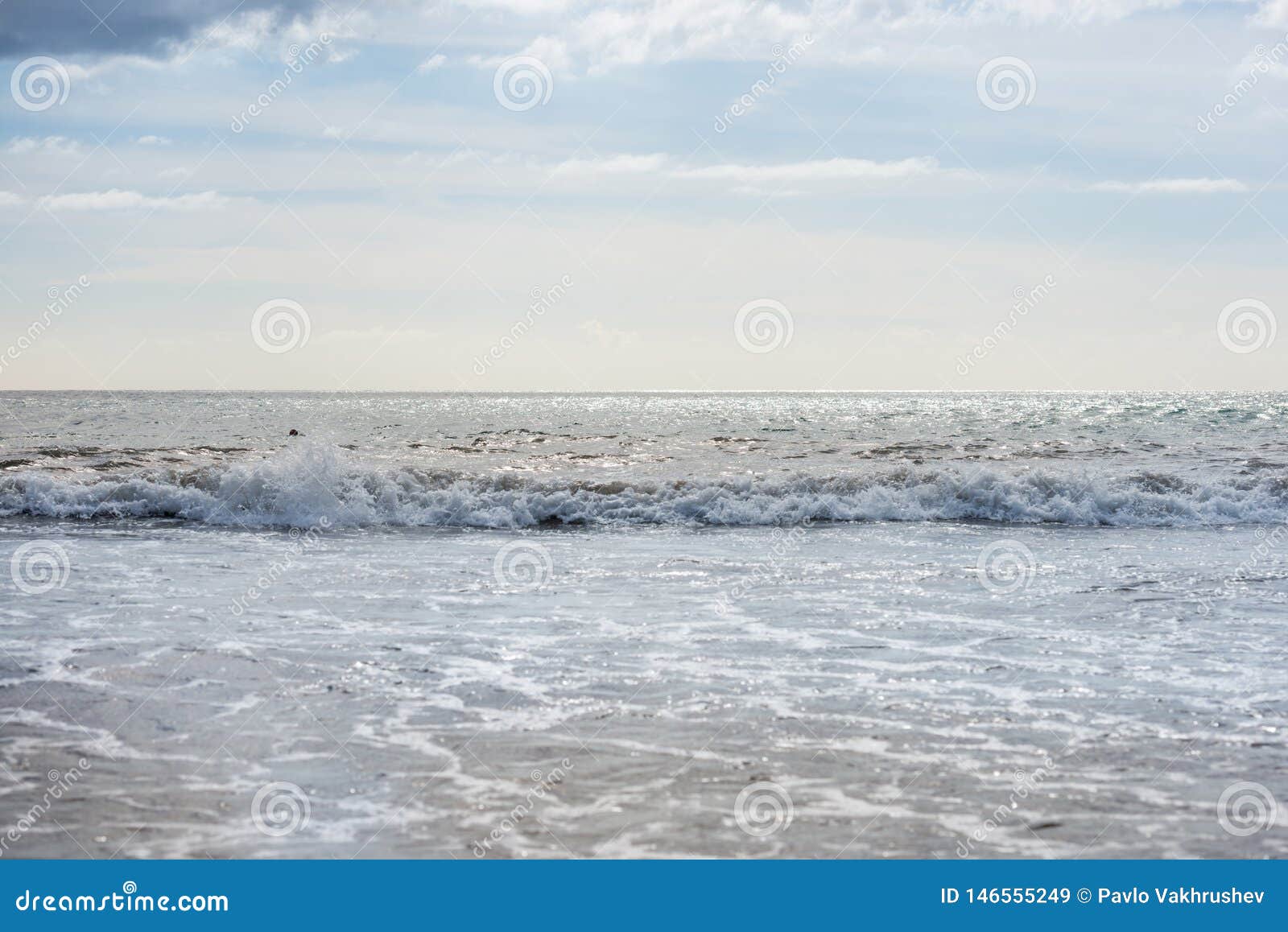 Seascape with Sunlight Reflection and Calm Waves Stock Image - Image of ...