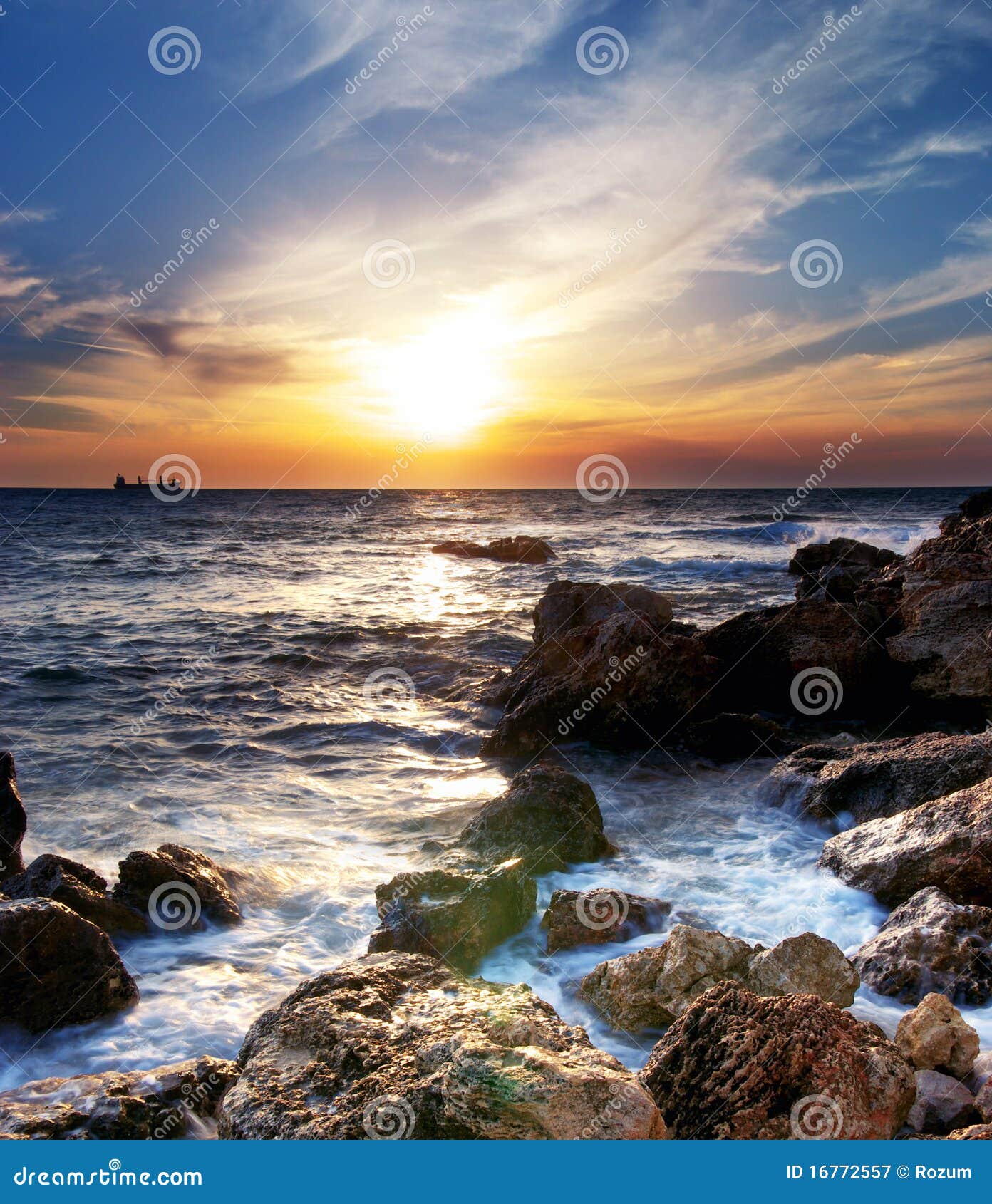 Seascape sunset stock image. Image of shore, night, purple - 16772557