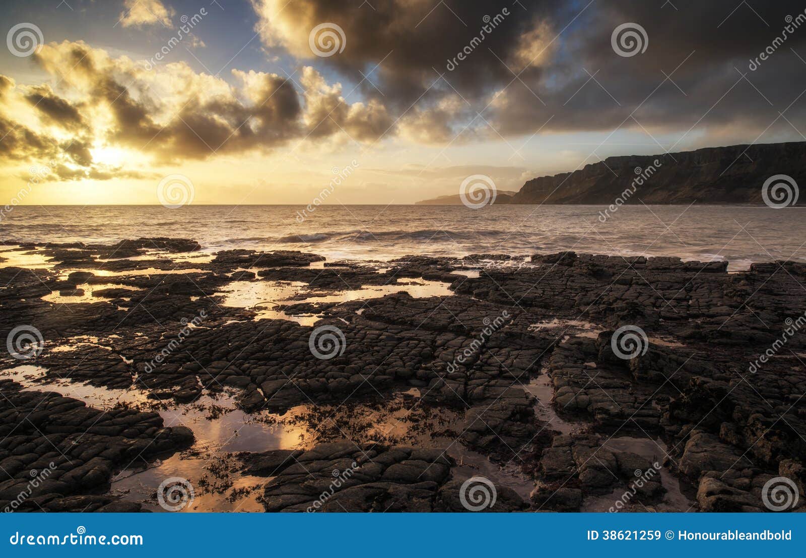 Seascape at Sunset with Dramatic Clouds Landscape Stock Image - Image ...