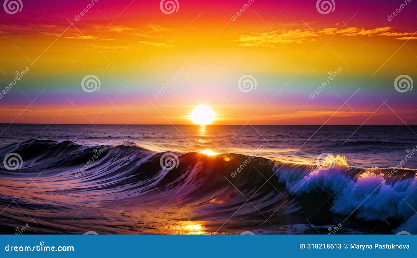 Seascape Sunset with Sky in Colors of the Rainbow, Lgbt Rainbow Flag ...