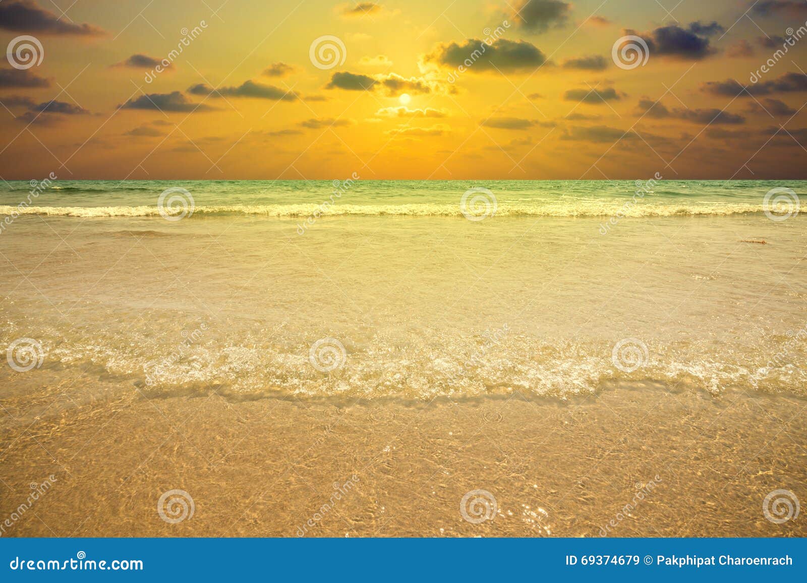 Seascape - Tropical Beach during Sundown. Stock Image - Image of ...