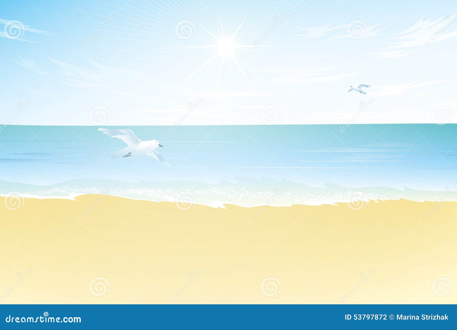 Seascape Vector Illustration. Paradise Beach | CartoonDealer.com #52564673