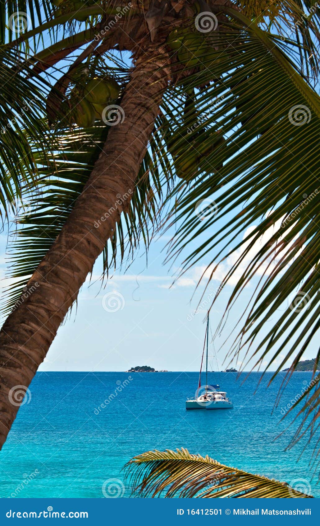 Seascape view with a yacht stock image. Image of ship - 16412501